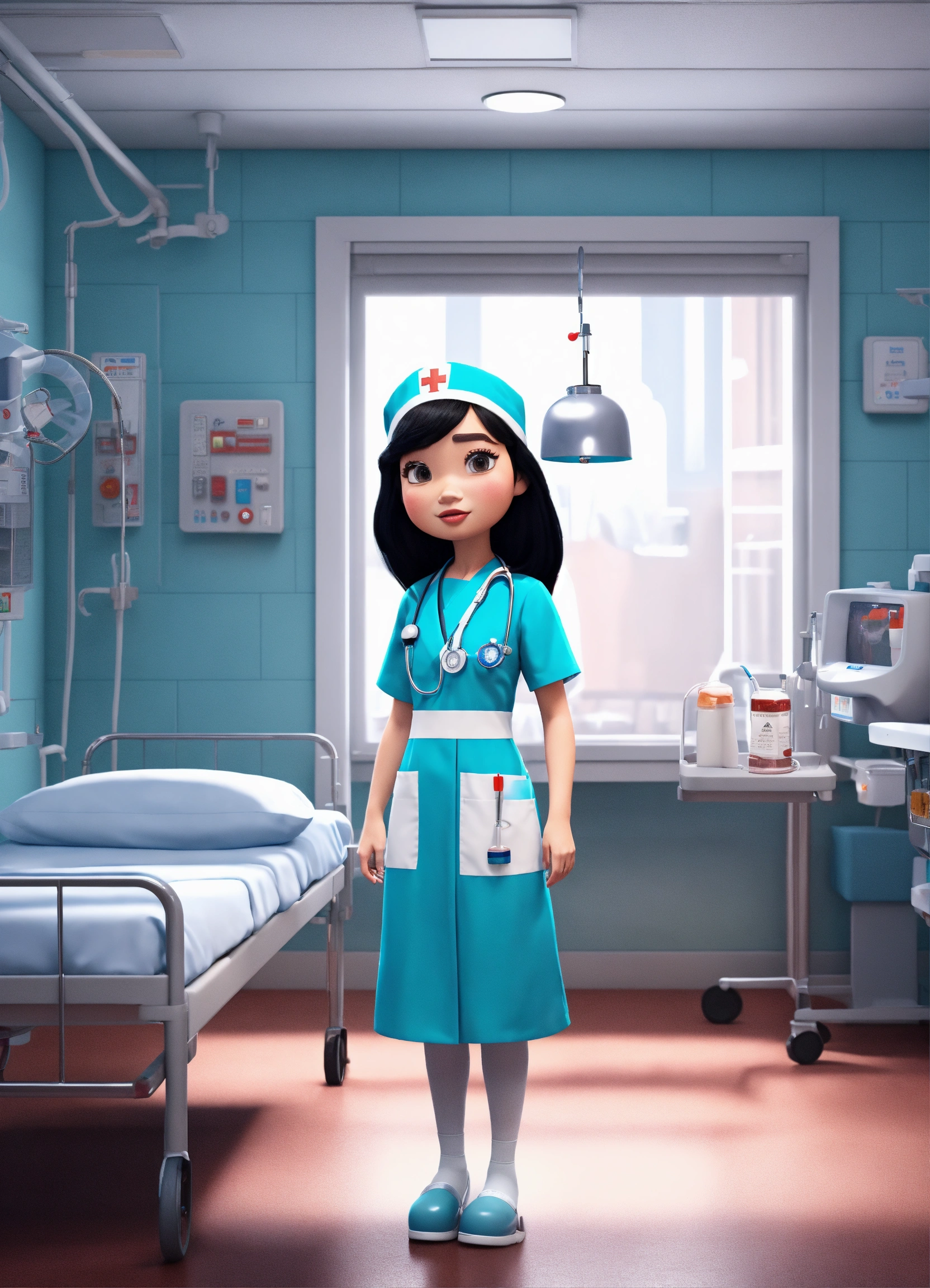 Lexica - A 3d pixar disney style pôster, with a cute girl, long black ...