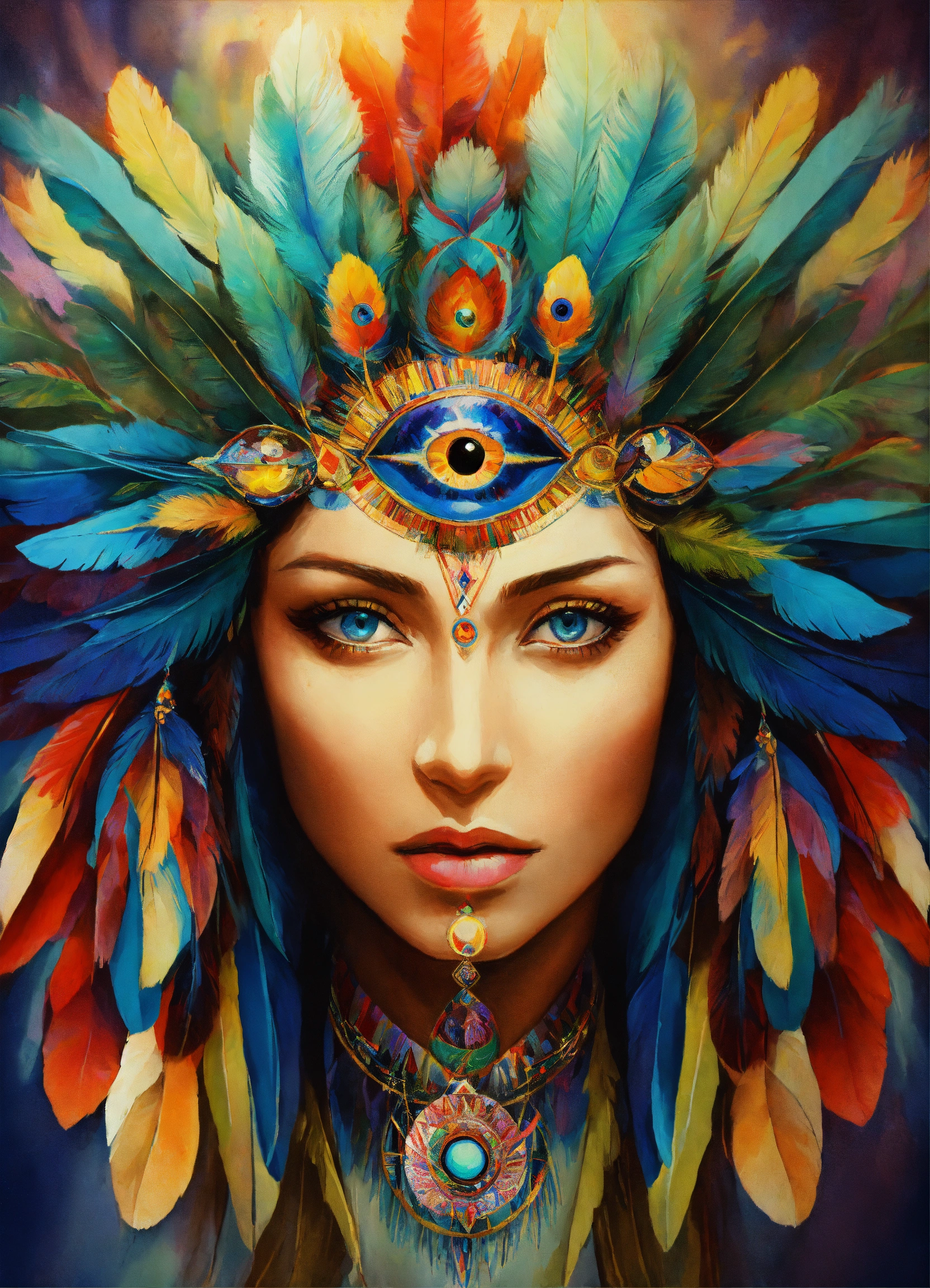 Lexica - Magic, third eye, avatar, portrait, face in symmetry, holy ...