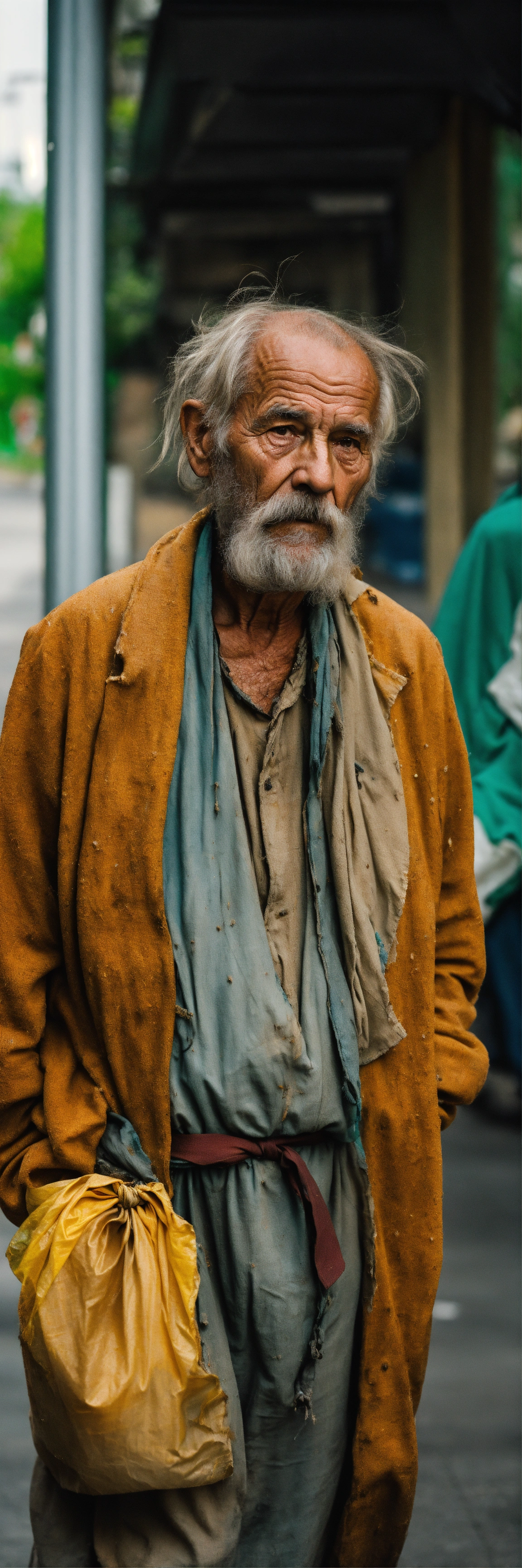 Lexica - Homeless old man in dirty dresses