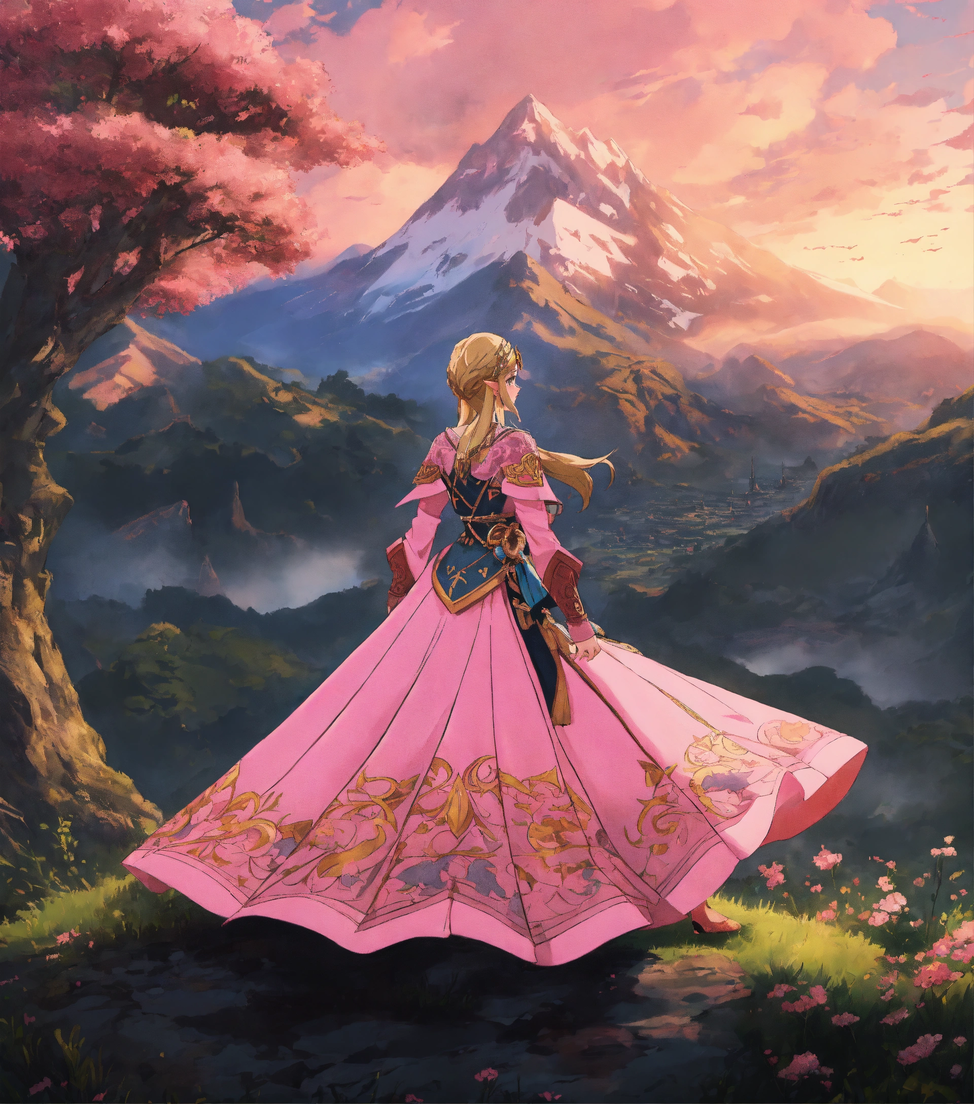 Lexica - Anime artwork of princess Zelda in a detailed intricate pink ...