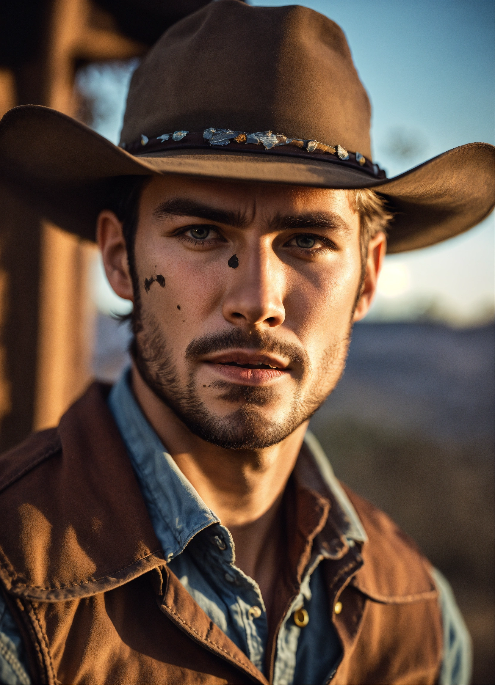 Lexica - Photorealistic, handsome young cowboy, extreme closeup ...