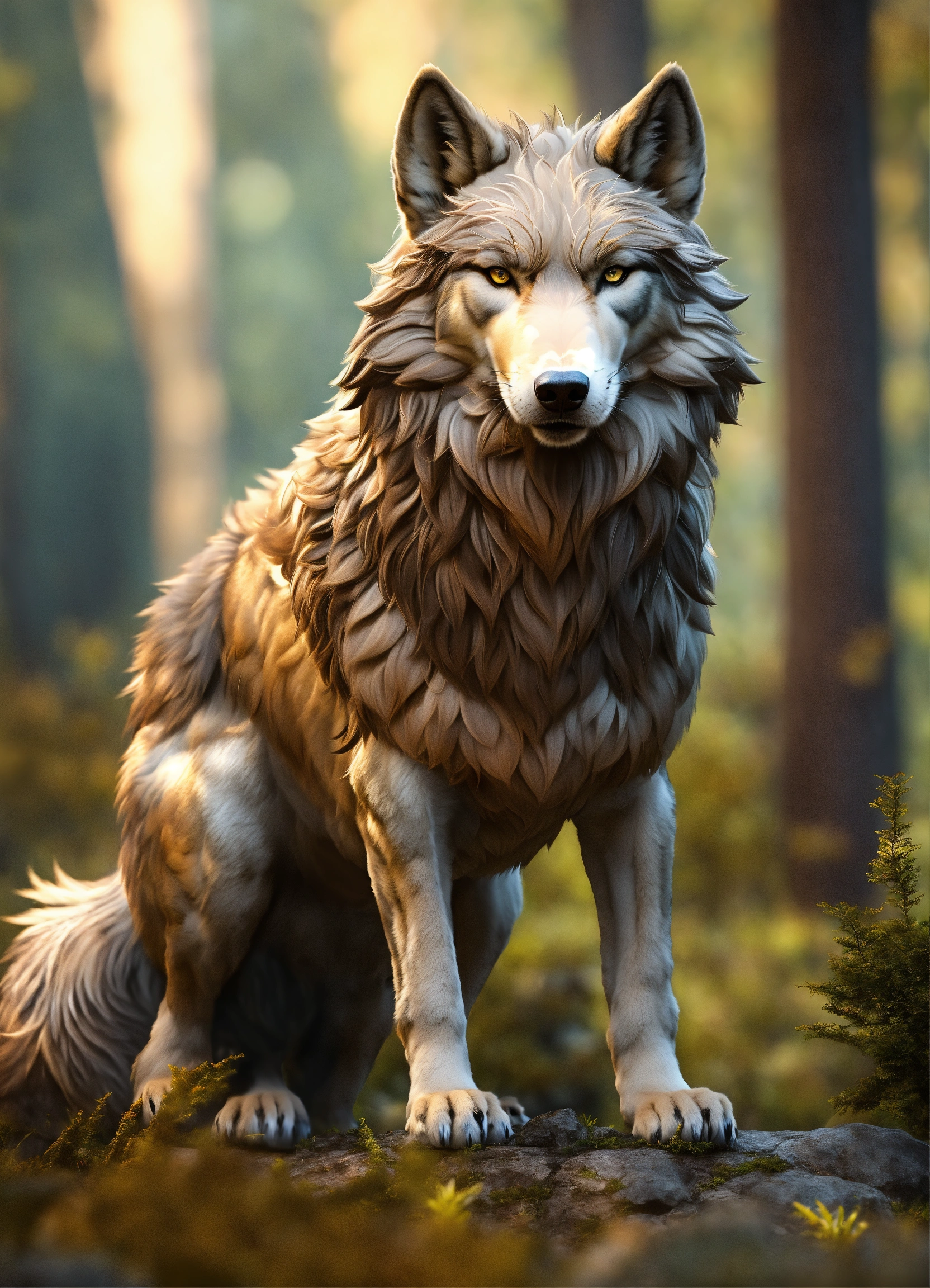 Lexica - Feral wolf with big round belly, 3D style