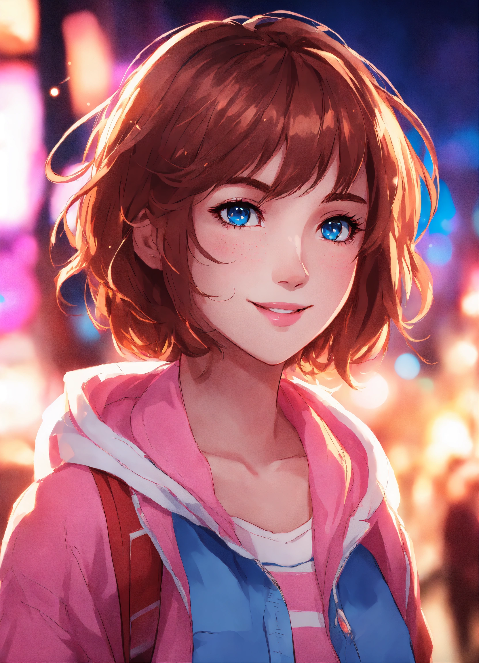 Lexica - Portrait, comic book anime style, bright lighting, pink and ...