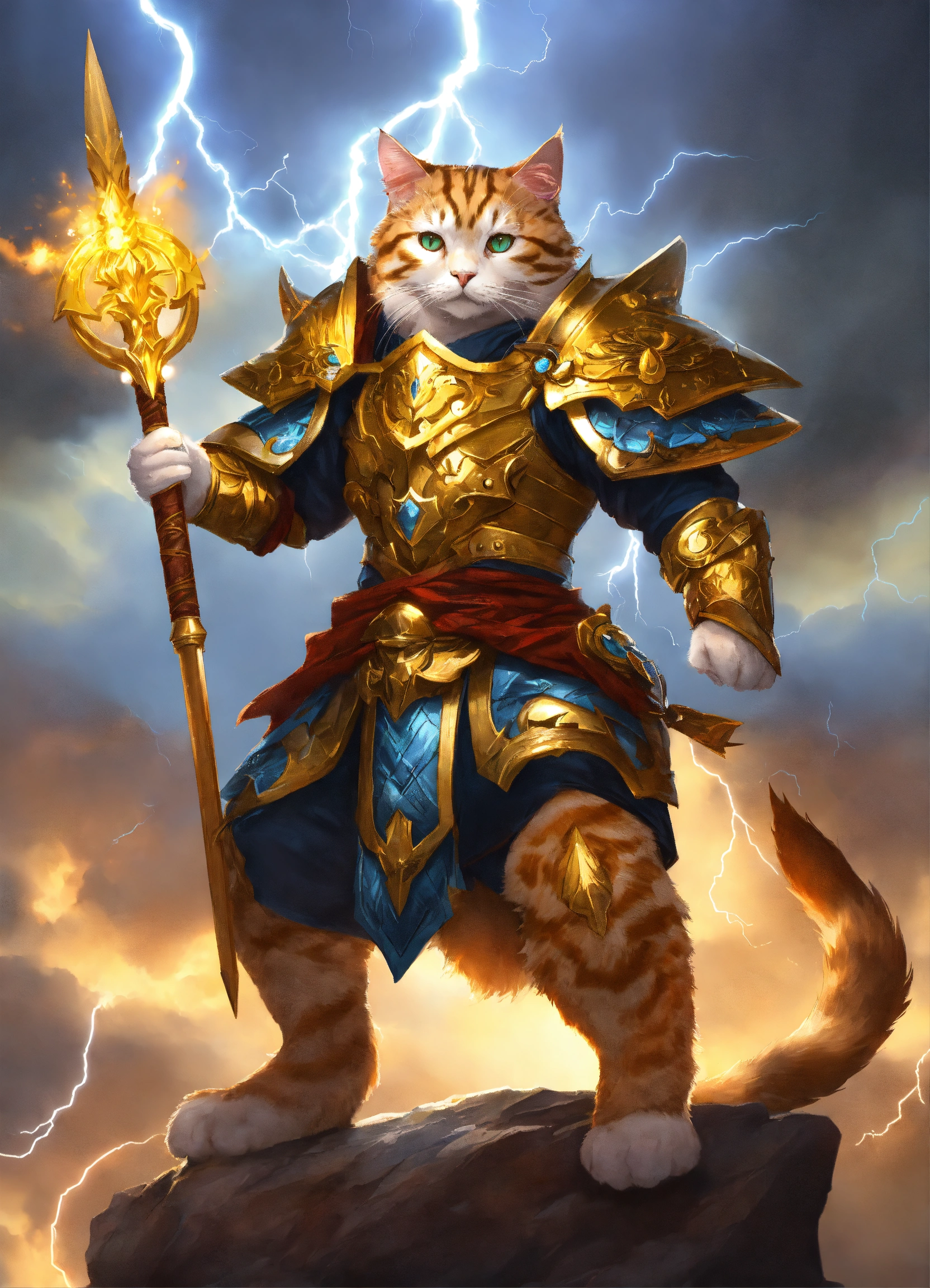 Lexica - Thunder God Cat Clad in Thundercloud Armor, Electrifying This ...