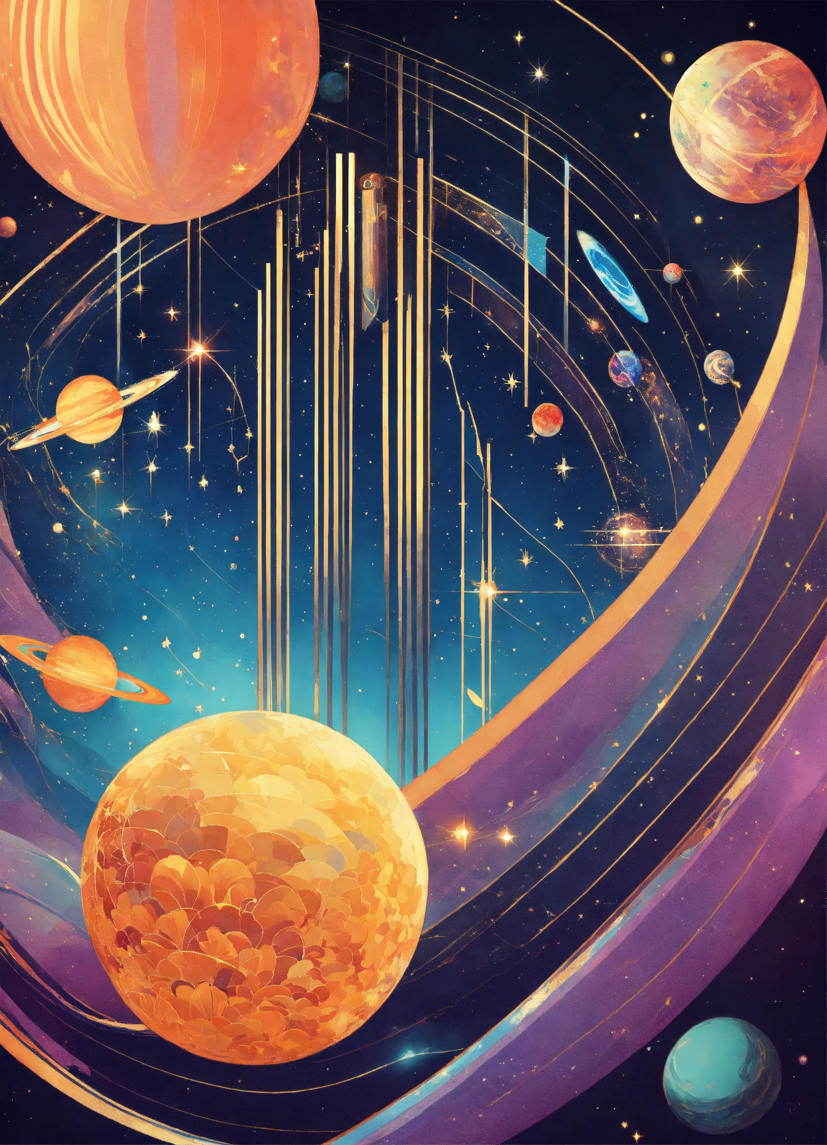 Lexica - Cosmic space, art deco style