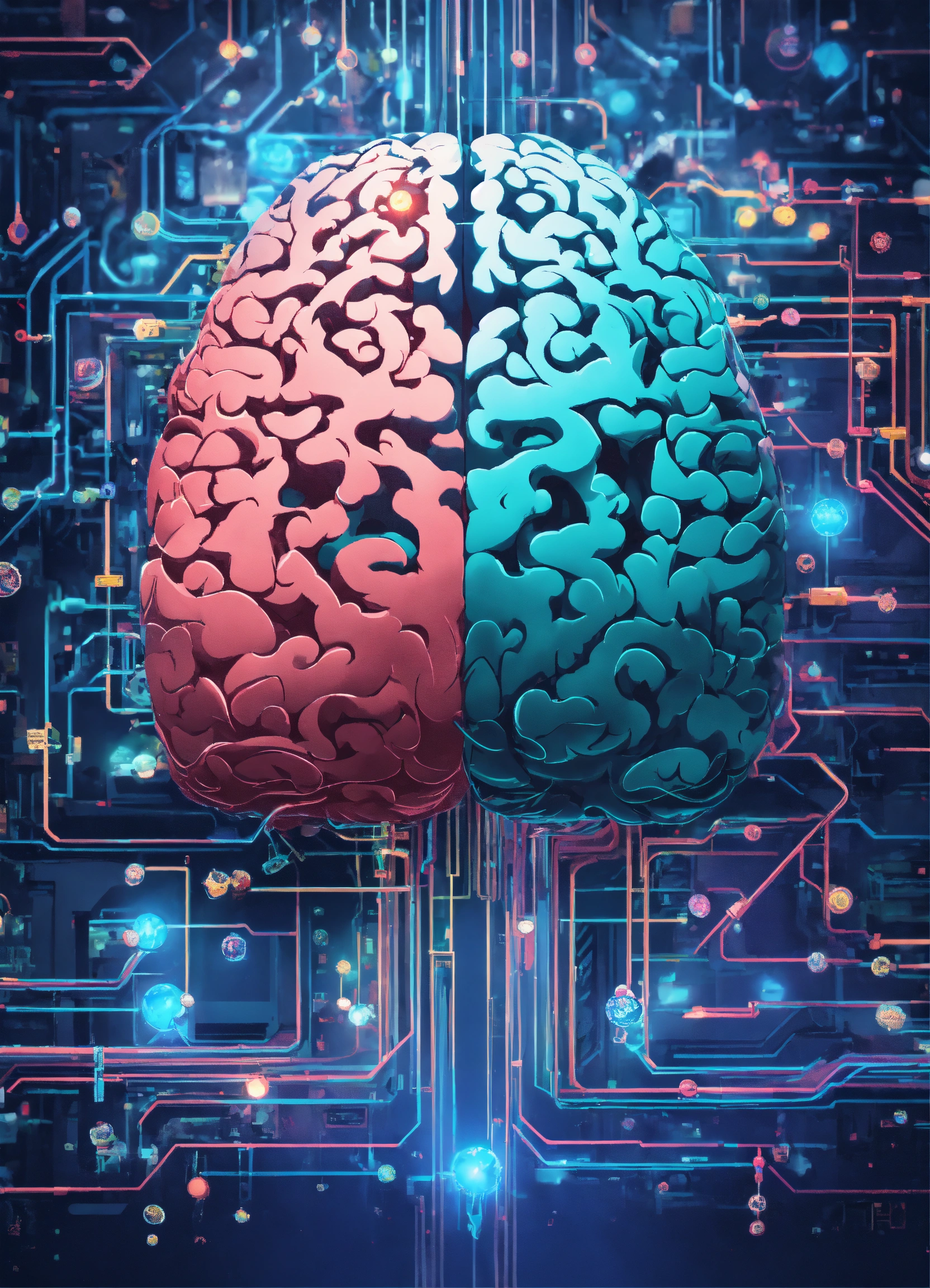 Lexica - Please create an anime brain shown half in a chaotic side with ...