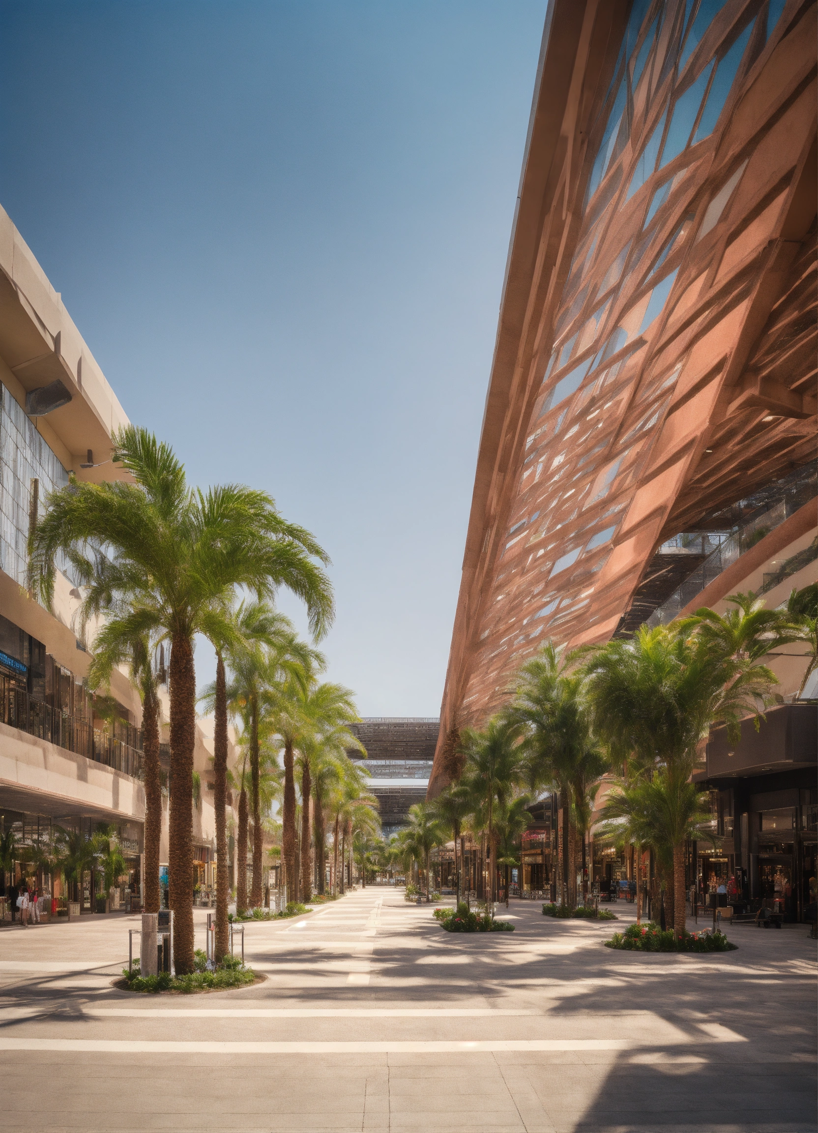 Lexica - A L shaped mall of steel with palm trees planted on one side ...