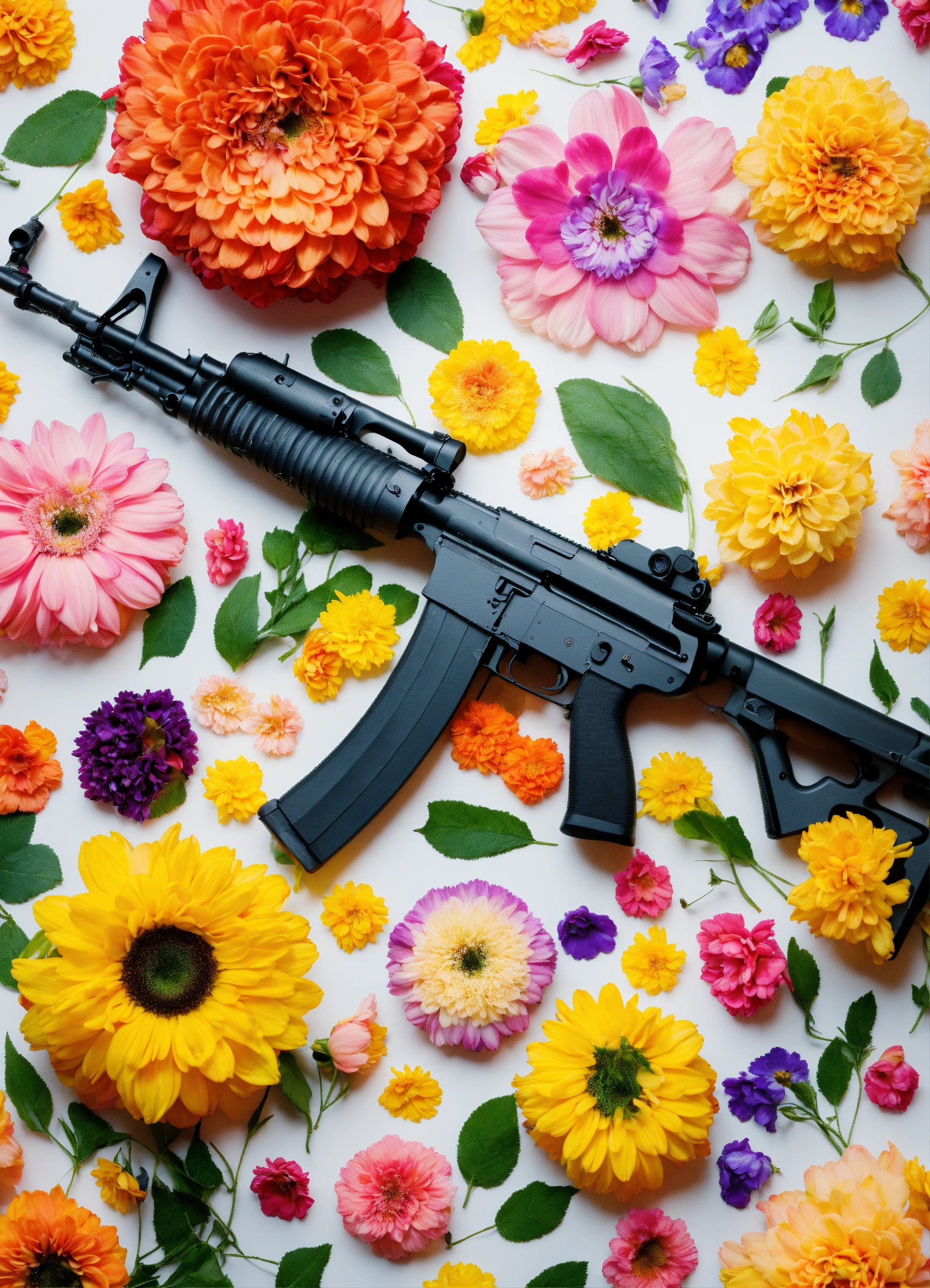 Lexica - Kalashnikov assault rifle on a white background. composed of ...