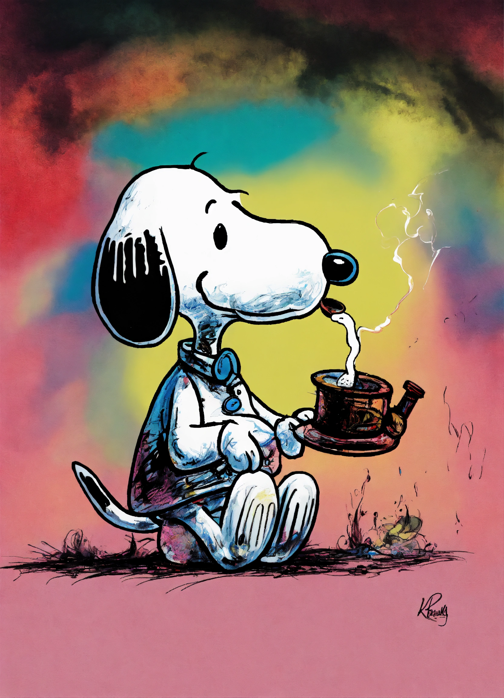 Lexica - Snoopy smoking a pipe, abstract, psychedelic,, dream dimension ...