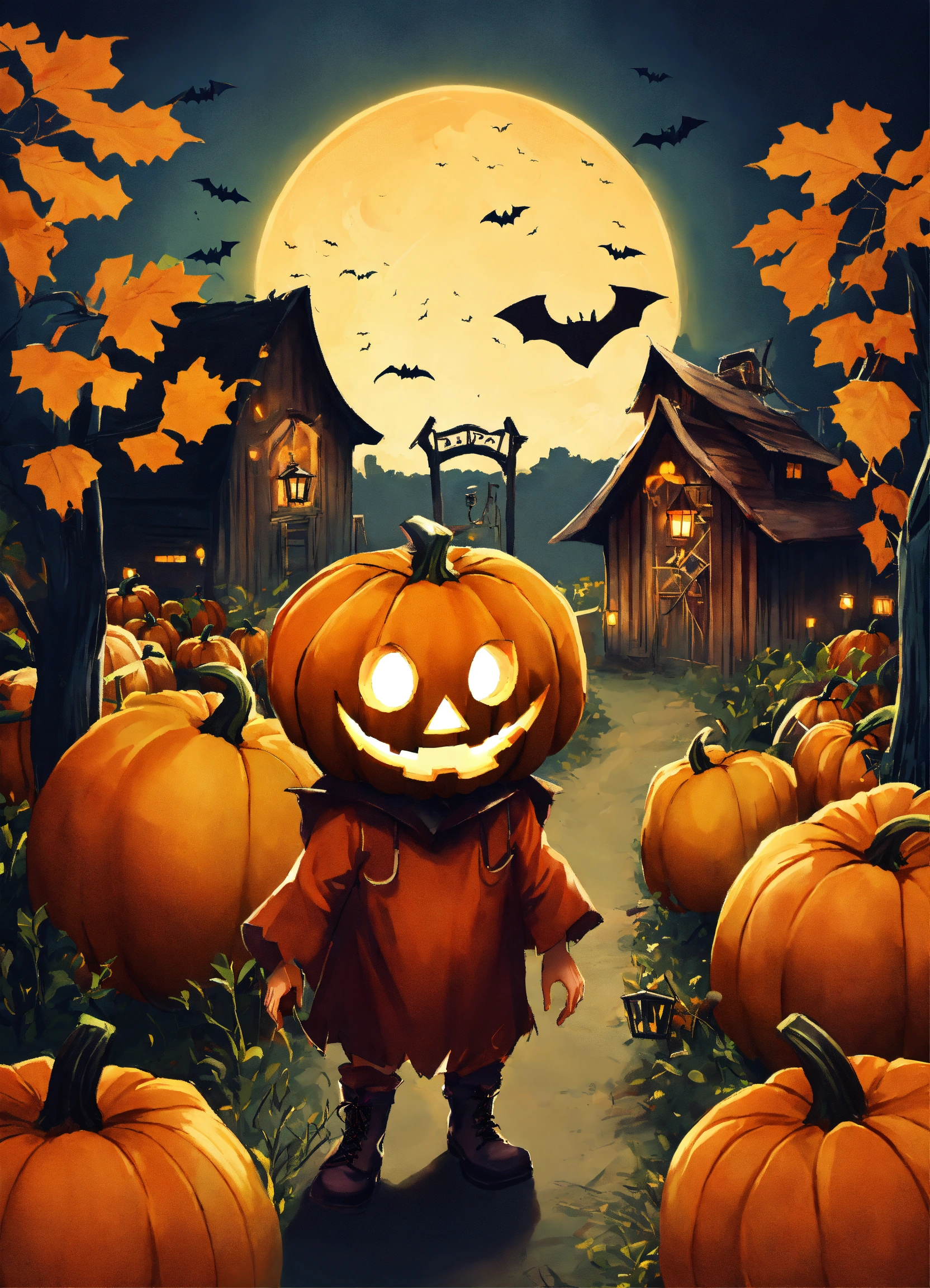 Lexica - Halloween party at the pumpkin patch with ghosts.