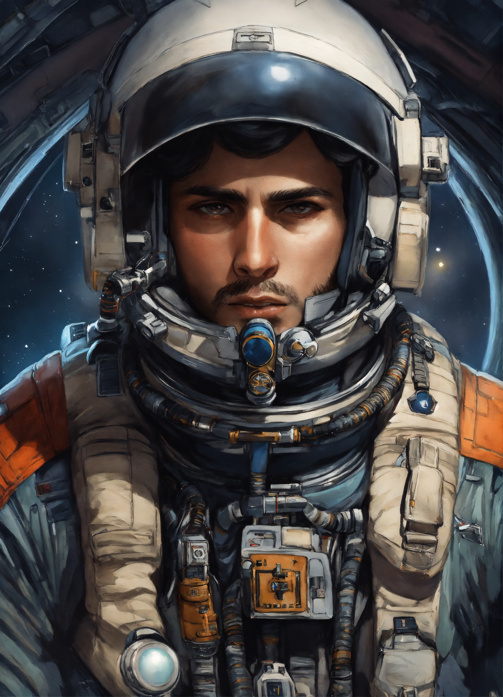 Lexica - Arab male space fighter pilot, coriolis the third horizon, hyper detailed, artist ...
