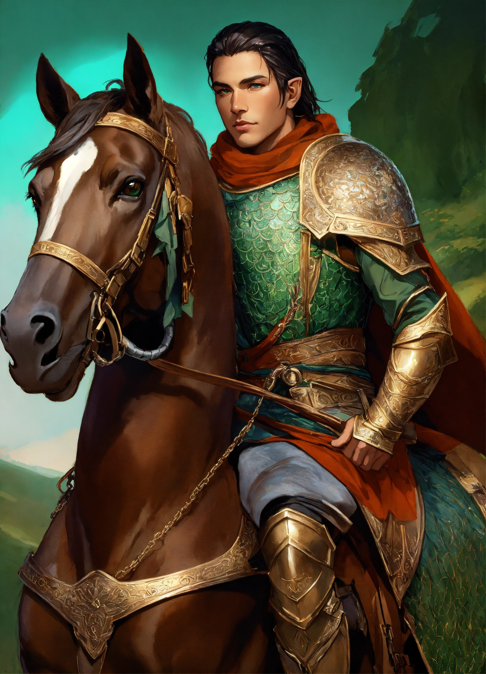 Lexica - A heavily armored Persian knight male elf in chain mail armor ...