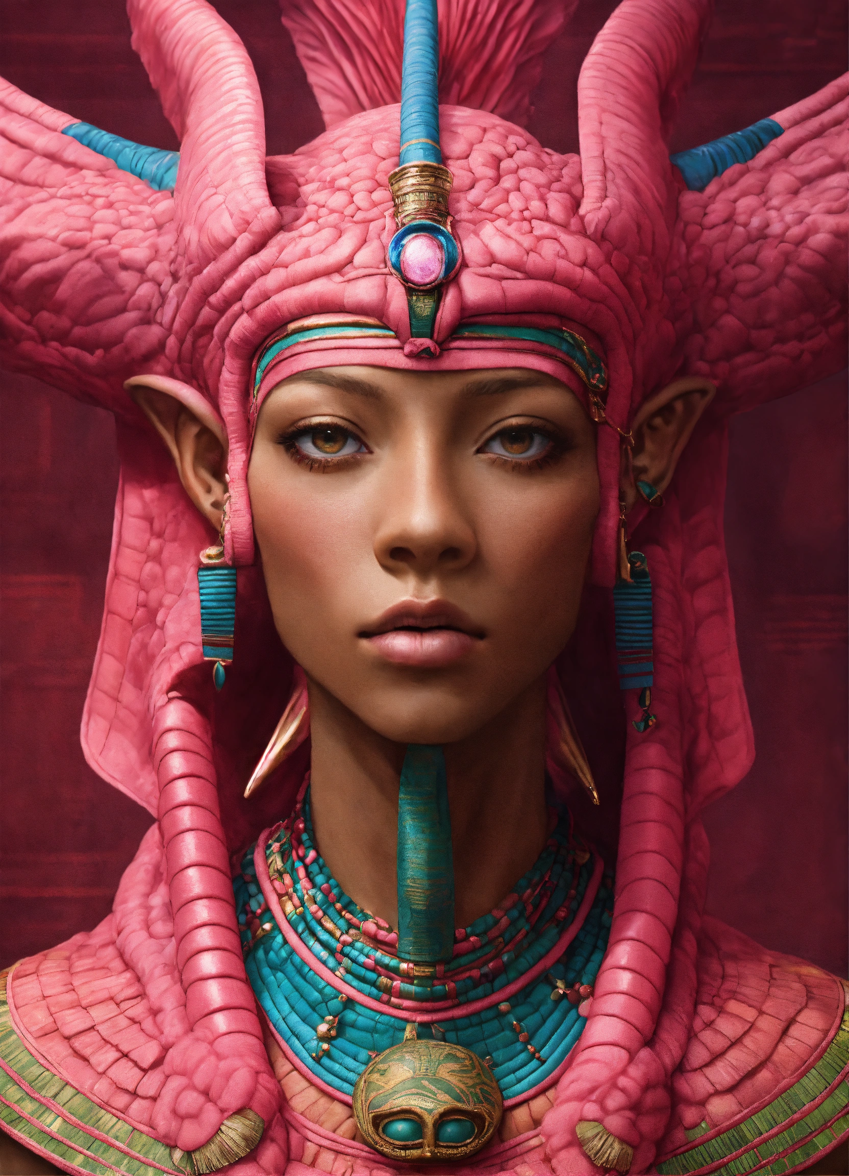 Lexica - Portrait a pink alien monster dressed like a ancient egypt god ...