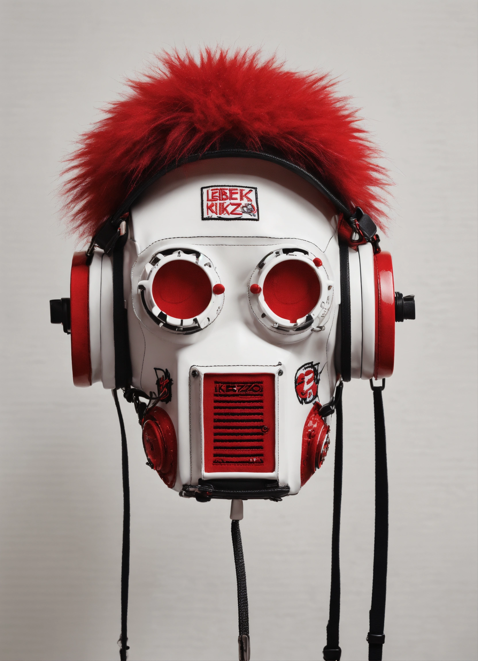 Lexica - Monkey punk robot Mask red and white by Blek le Rat as ...