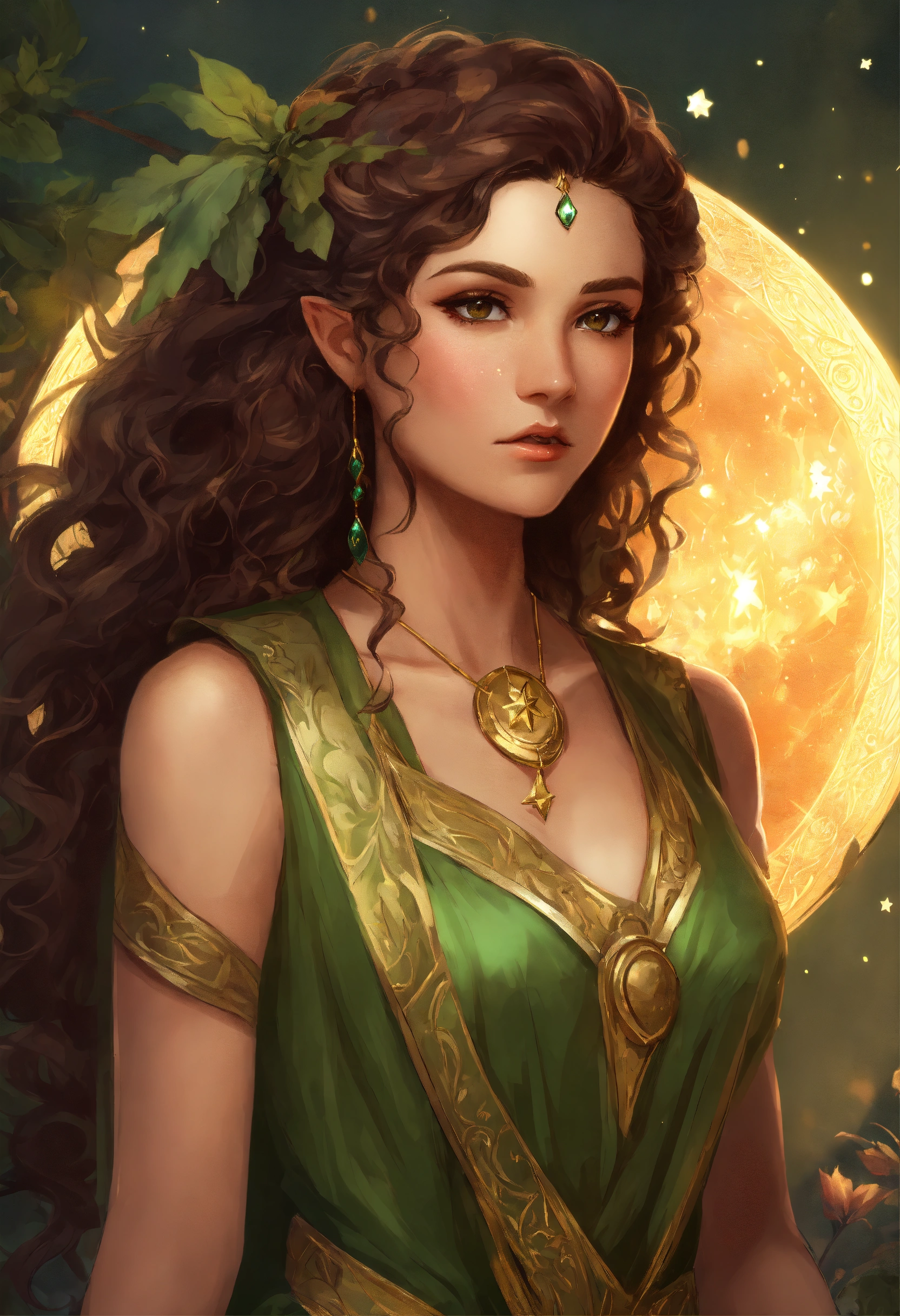 Lexica - Character art of a 24-year-old female wood elf, curly hair ...