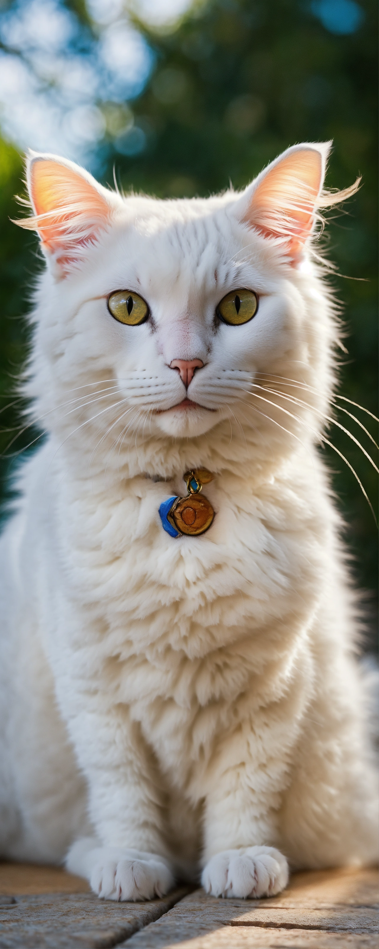 Lexica - A cute white cat with am smile in his face.