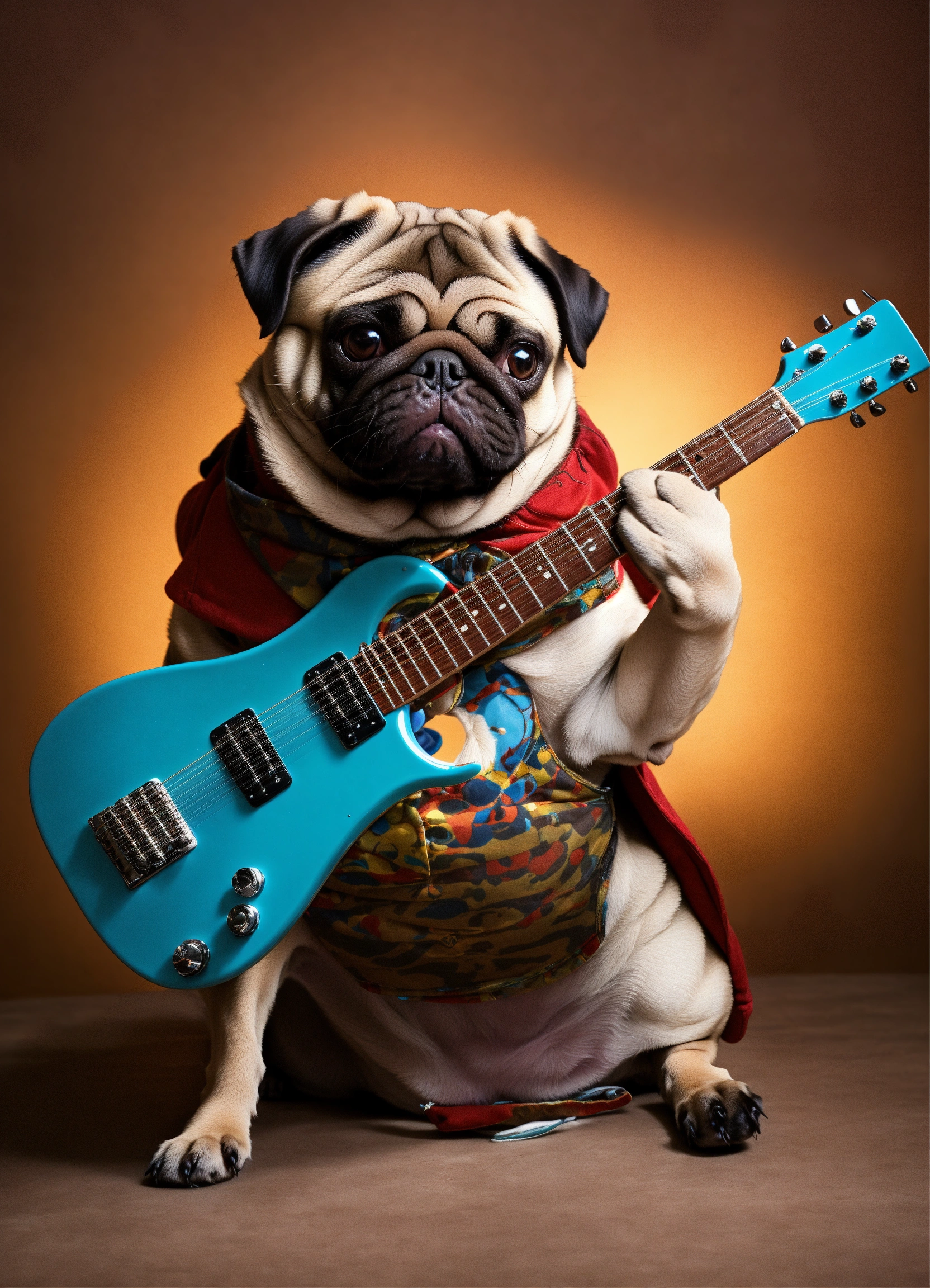 Lexica - A blind pug playing electric guitar