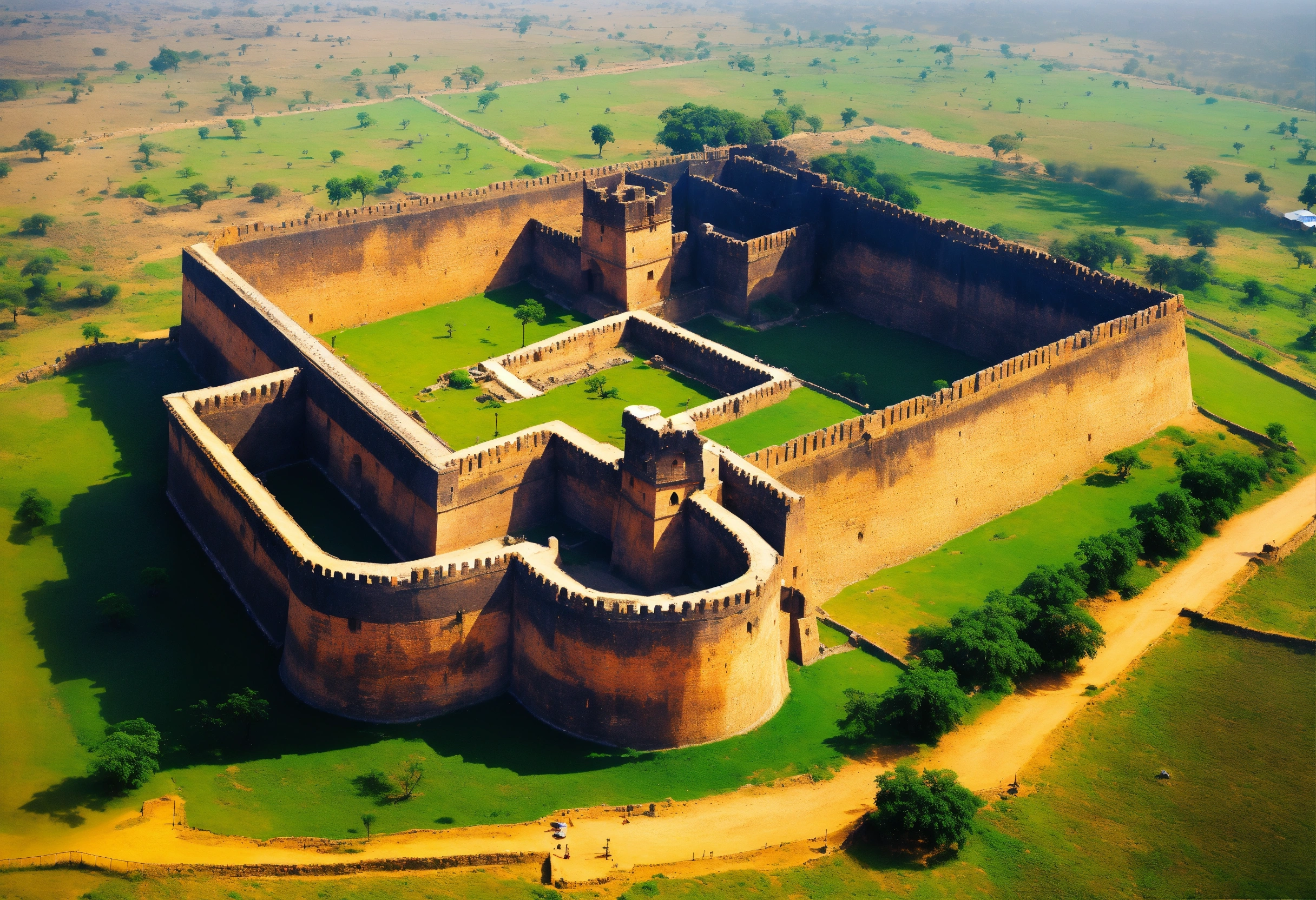 Lexica - Aerial view of complete kandhar Fort of nanded India, complete ...