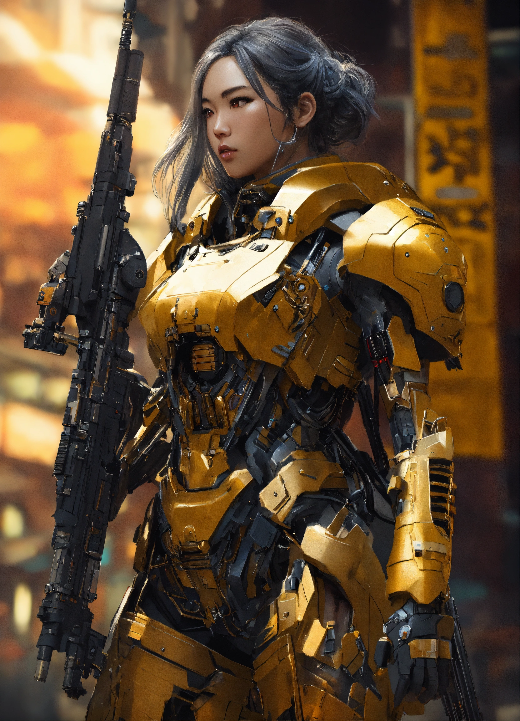 Lexica - Cybernetic soldier, advanced prosthetics, armed with large ...