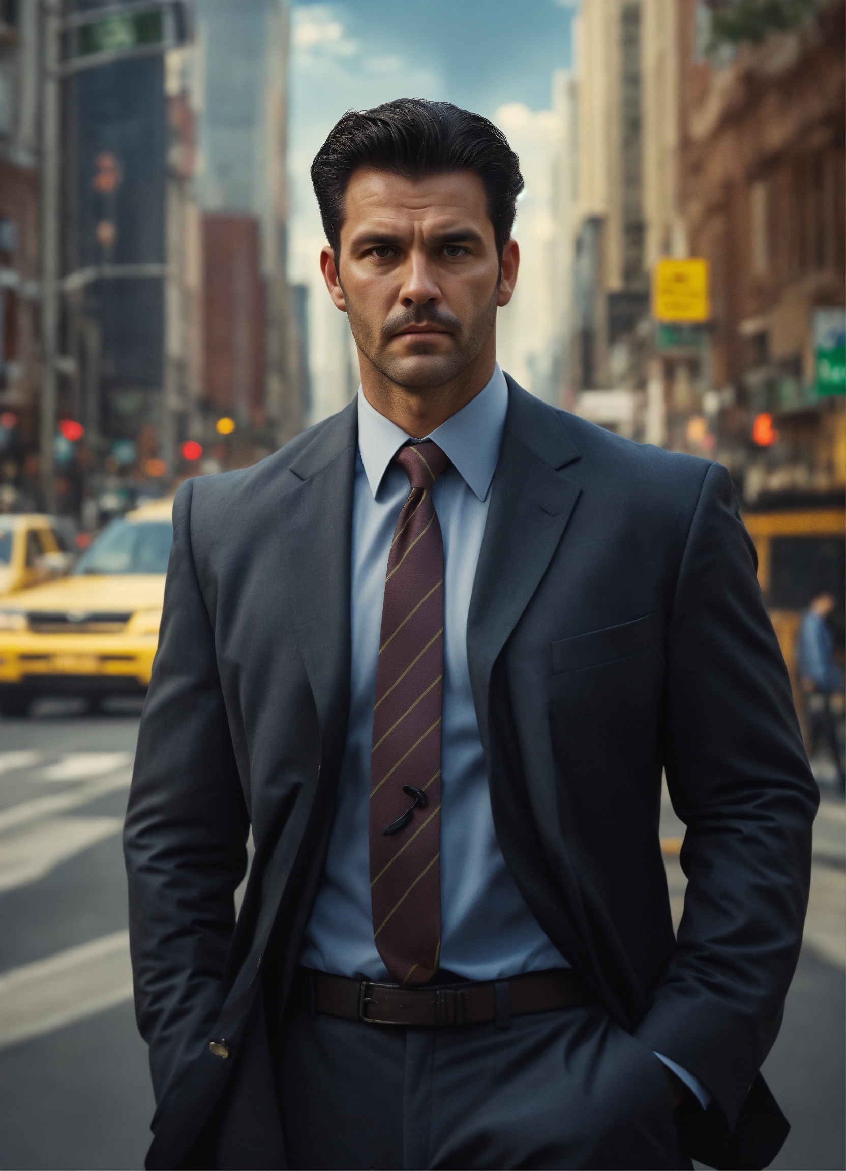 Lexica - A realistic portrait of a rugged detective. 30 years old, with ...