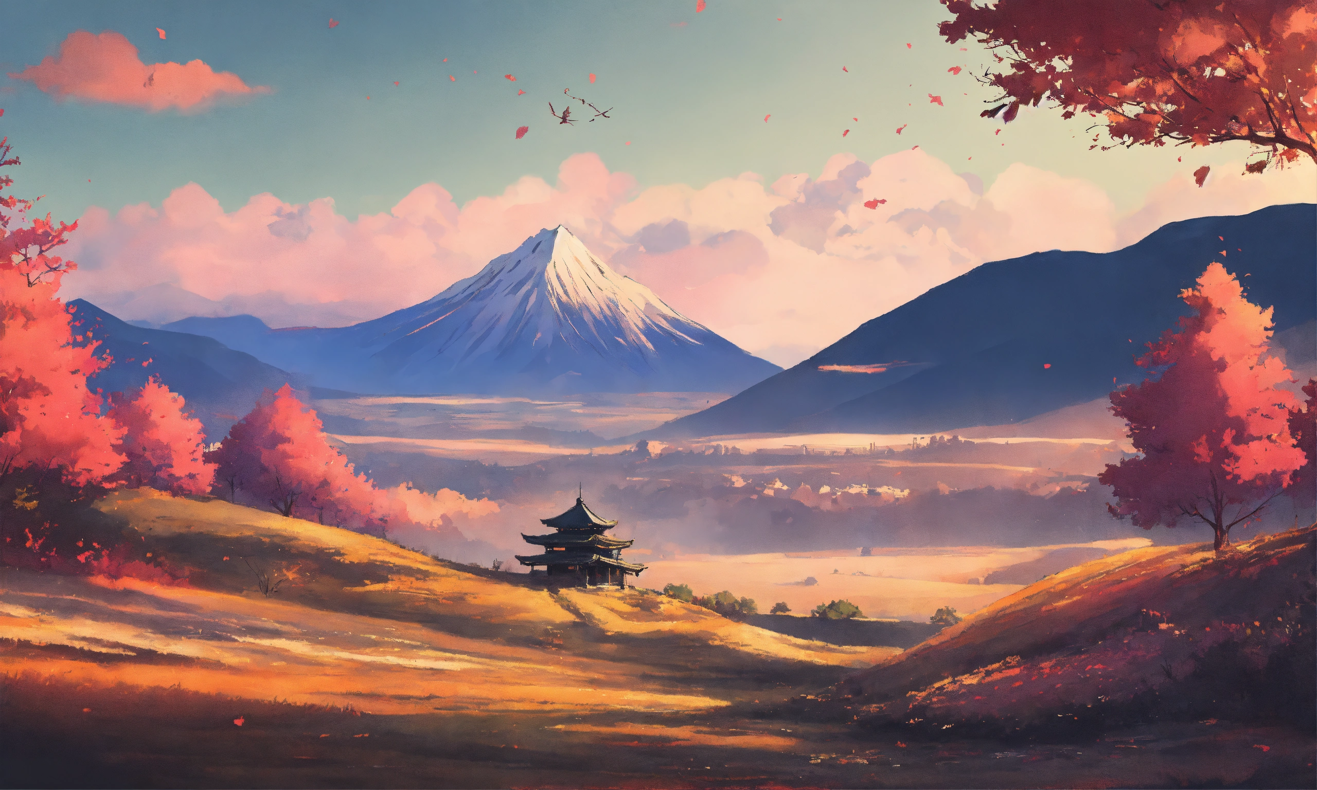 Lexica - Anime boho art Minimalist landscape mountains