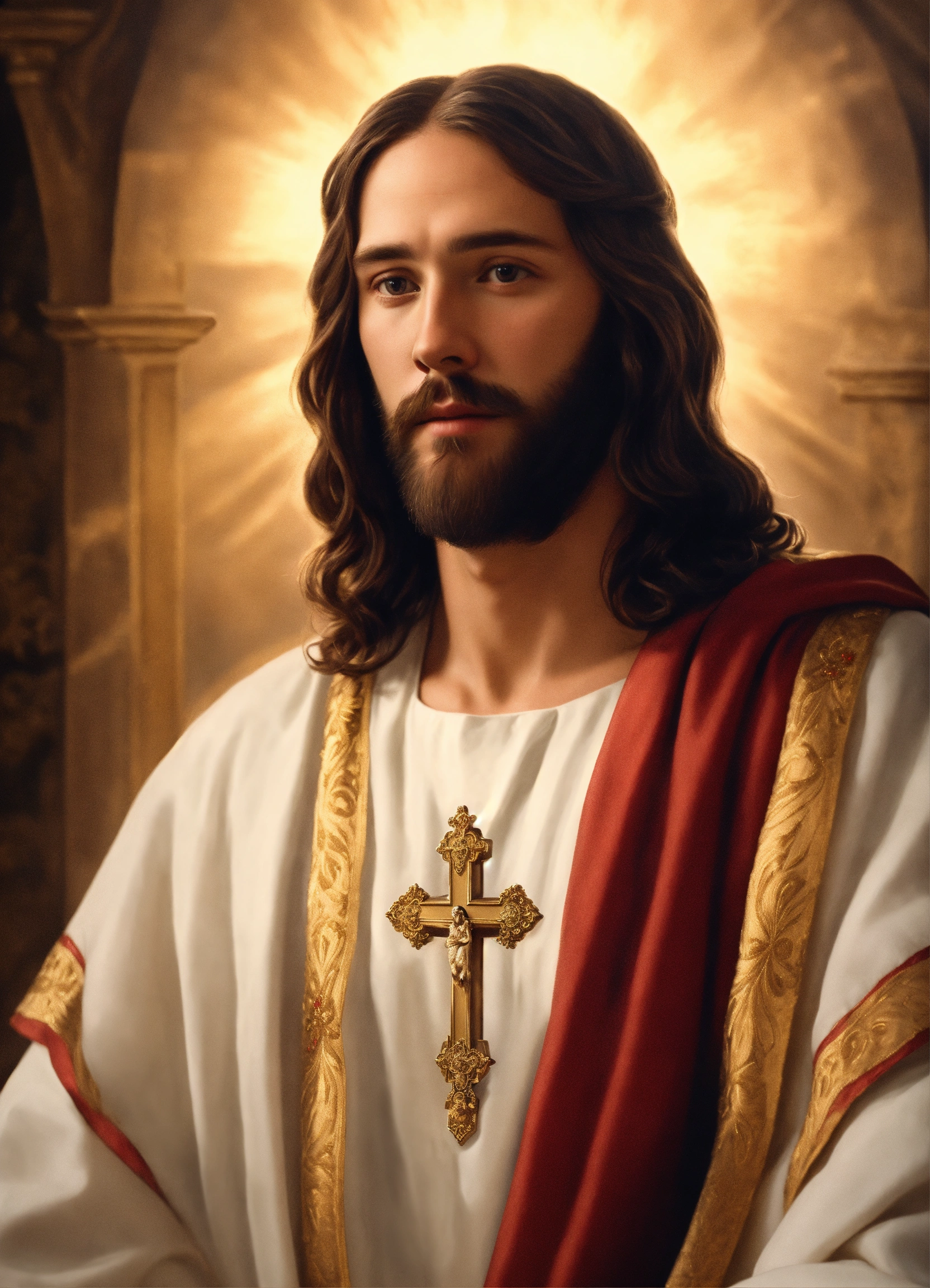Lexica - Jesus Christ, 4k, realistic beautiful catholic style portrait