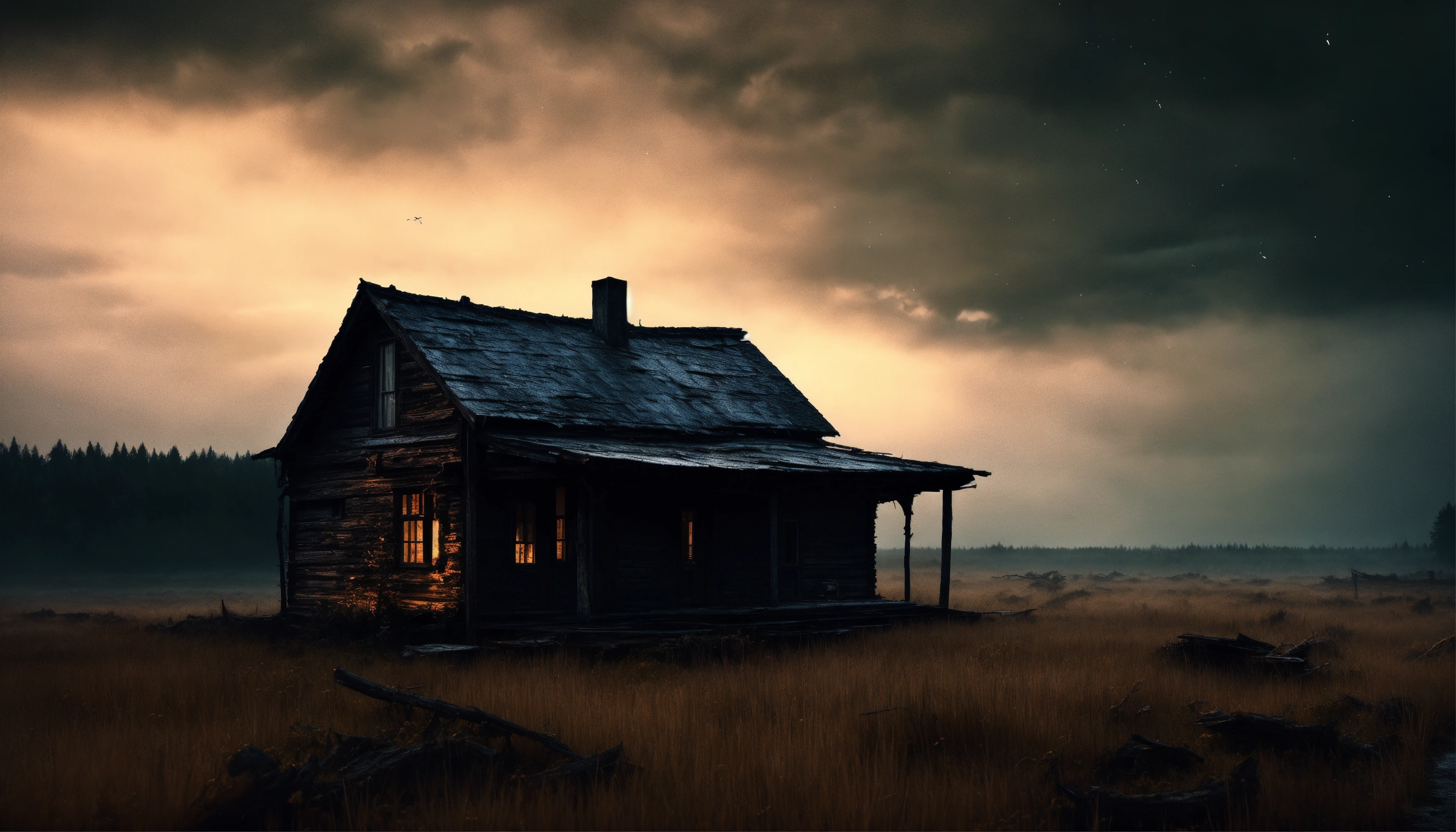 Lexica - NIGHT . DARK NIGHT. wooden house. digital image of a dark and ...