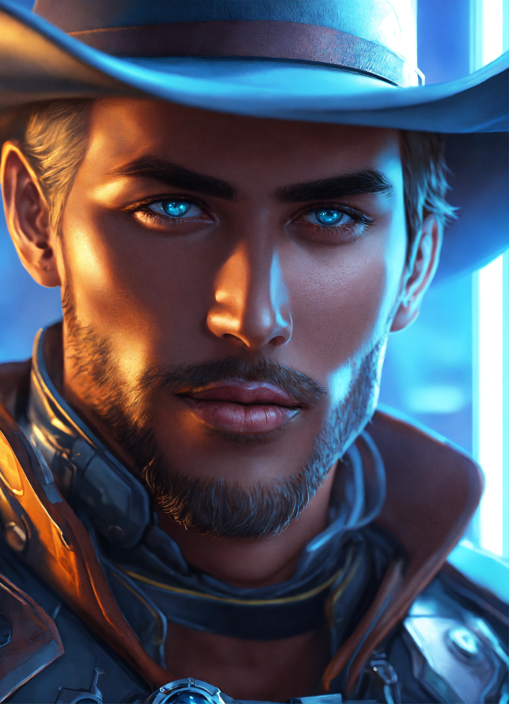 Lexica - Close up of futuristic cowboy, 8k, by artgerm