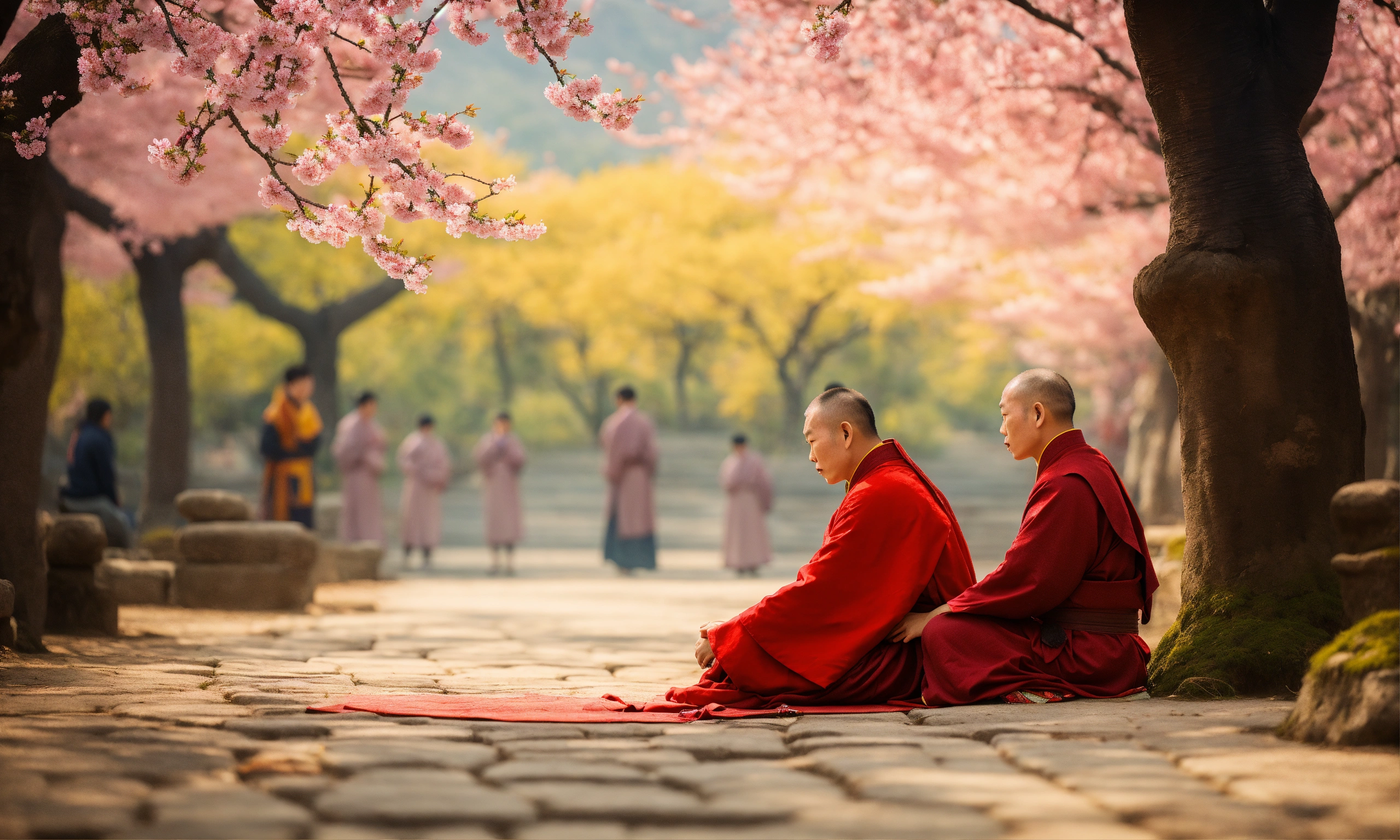 Lexica - 8k image of a Chinese monk, and a young disciple, in ancient ...