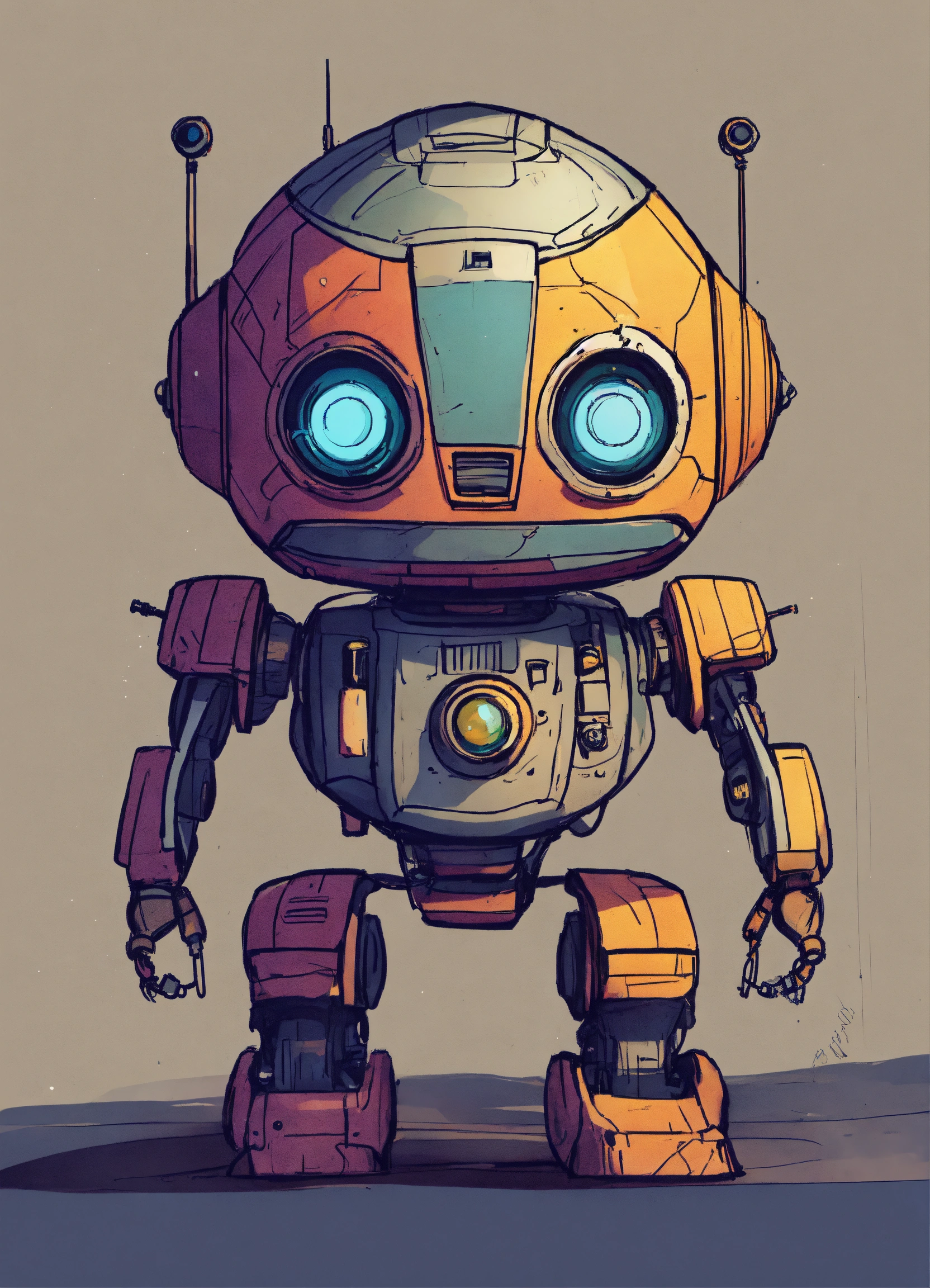 Lexica - Minimalist color sketch of sci-fi cute robot design in the ...