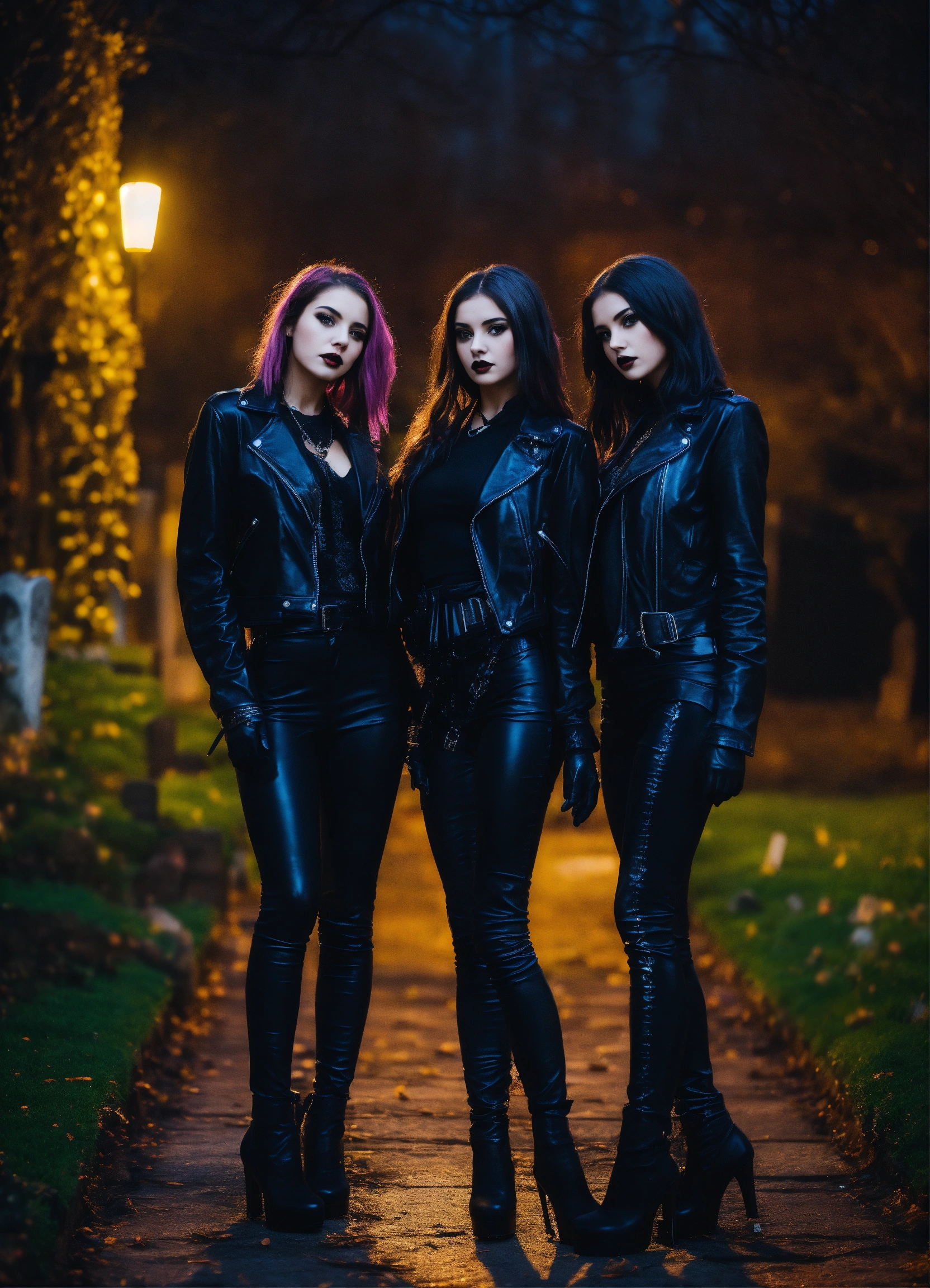 Lexica - Three stunning young gothic girls posing in the graveyard ...