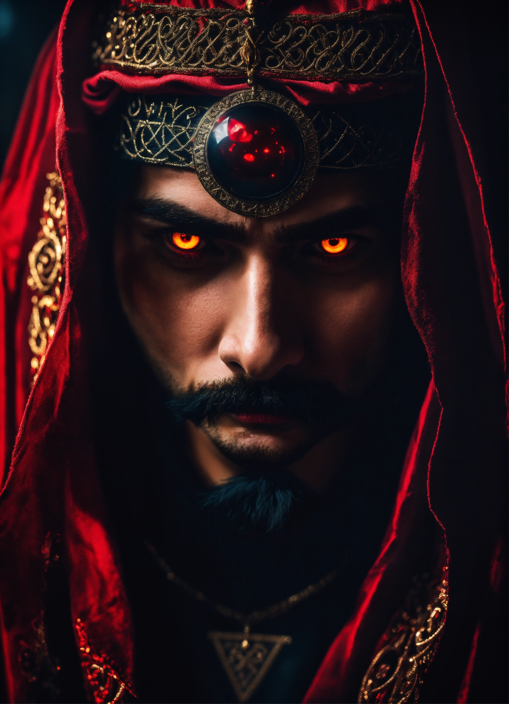 Lexica - Dark, mysterious and dramatic headshot of a handsome Arabic ...