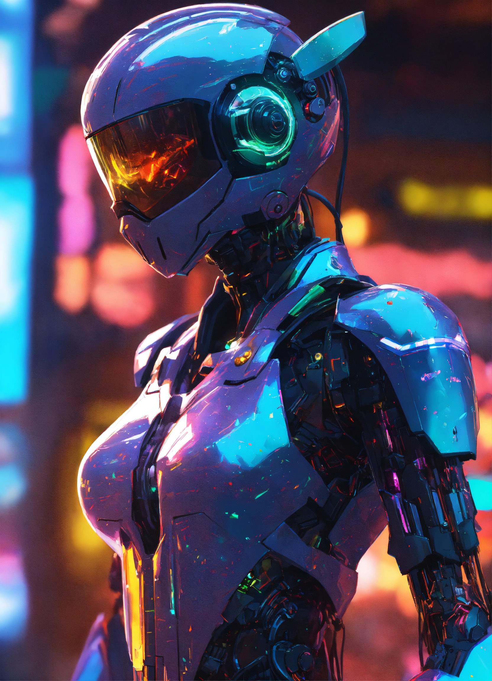 Lexica - Mechanical ninja, minimalist suit, glowing, prismatic ...