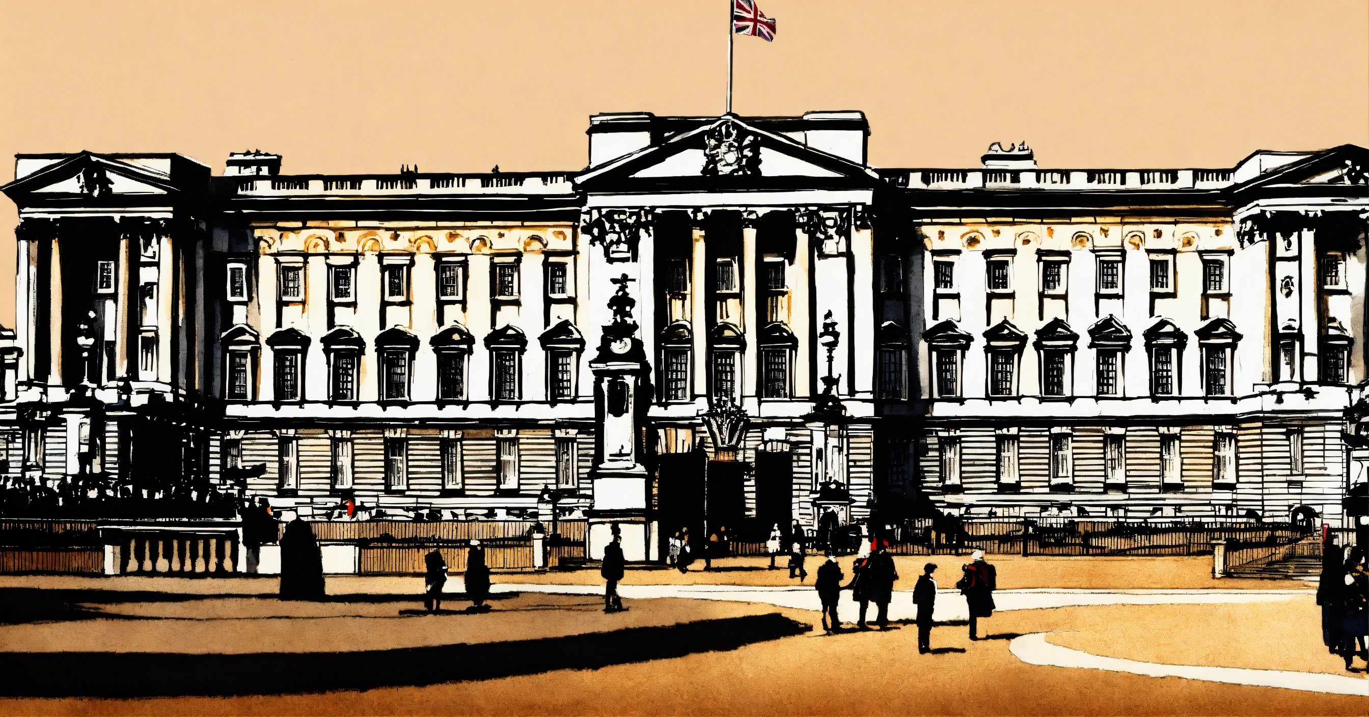 Lexica - Pen and ink drawing Buckingham Palace