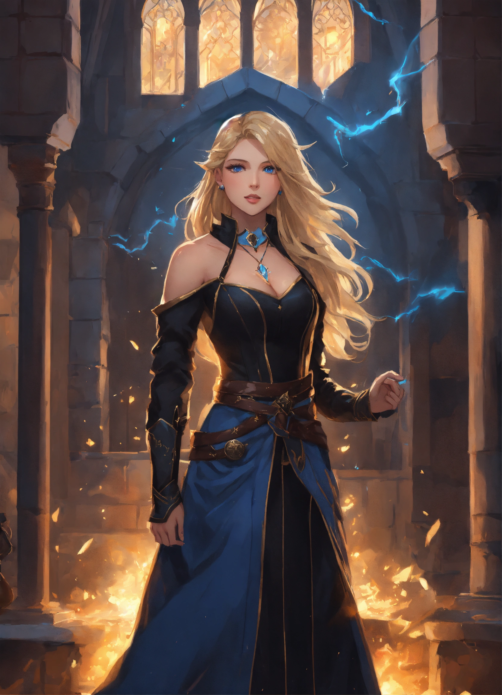 Lexica - A beautiful blonde mage girl with shoulder length hair and ...
