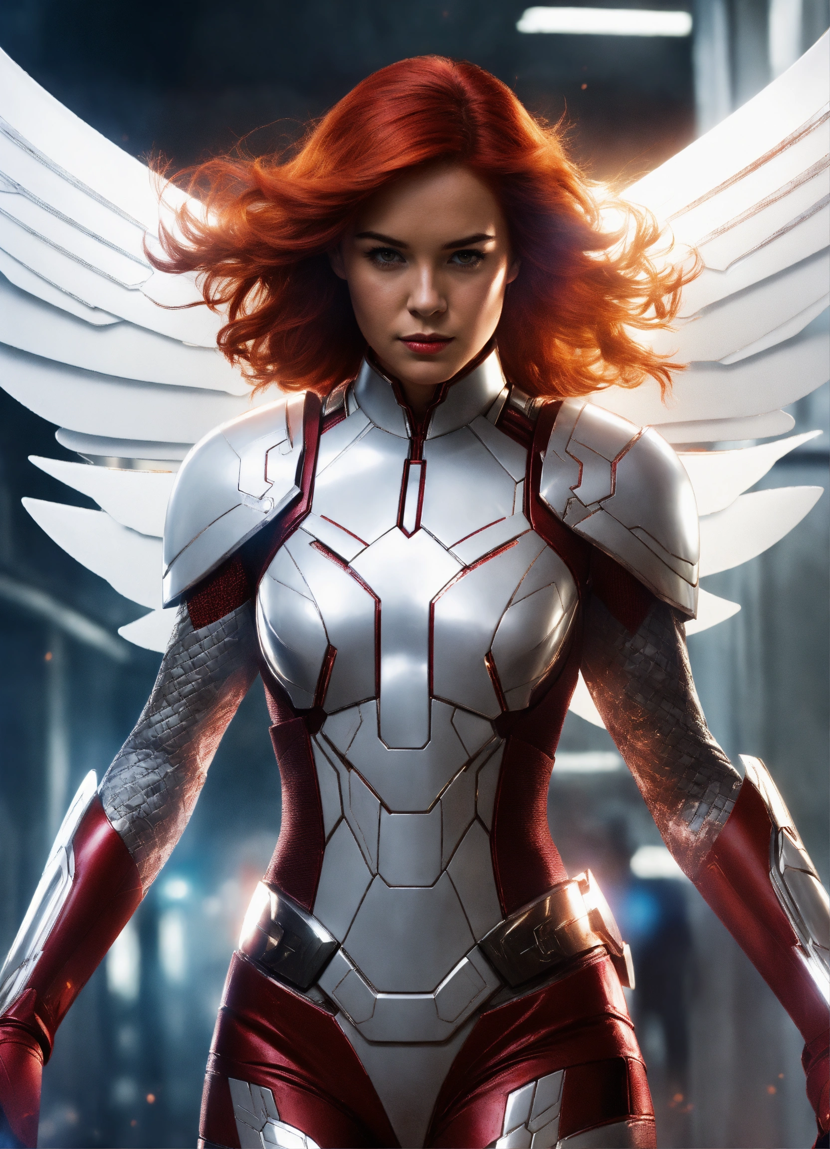 Lexica - Female X-Men Shadowcat with red hair wearing white metal Iron ...