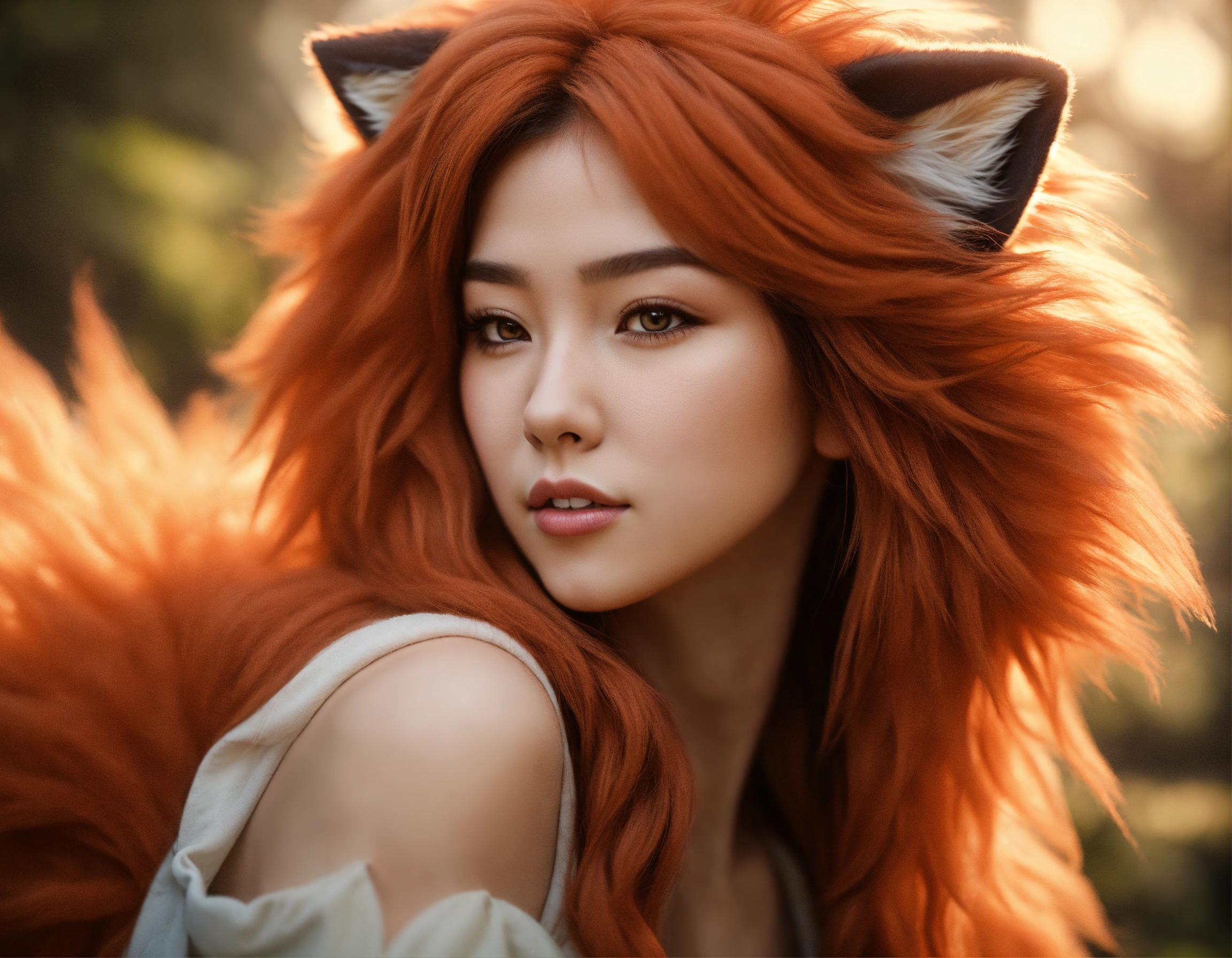 Lexica - Fluffy nine tailed fox girl, Hyper realistic , photography ...