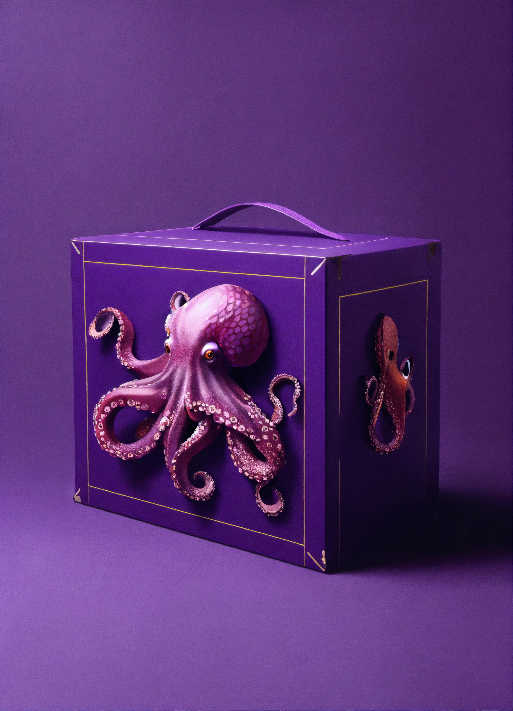 Lexica - Dark purple boxes mockup of an octopus, 8k
