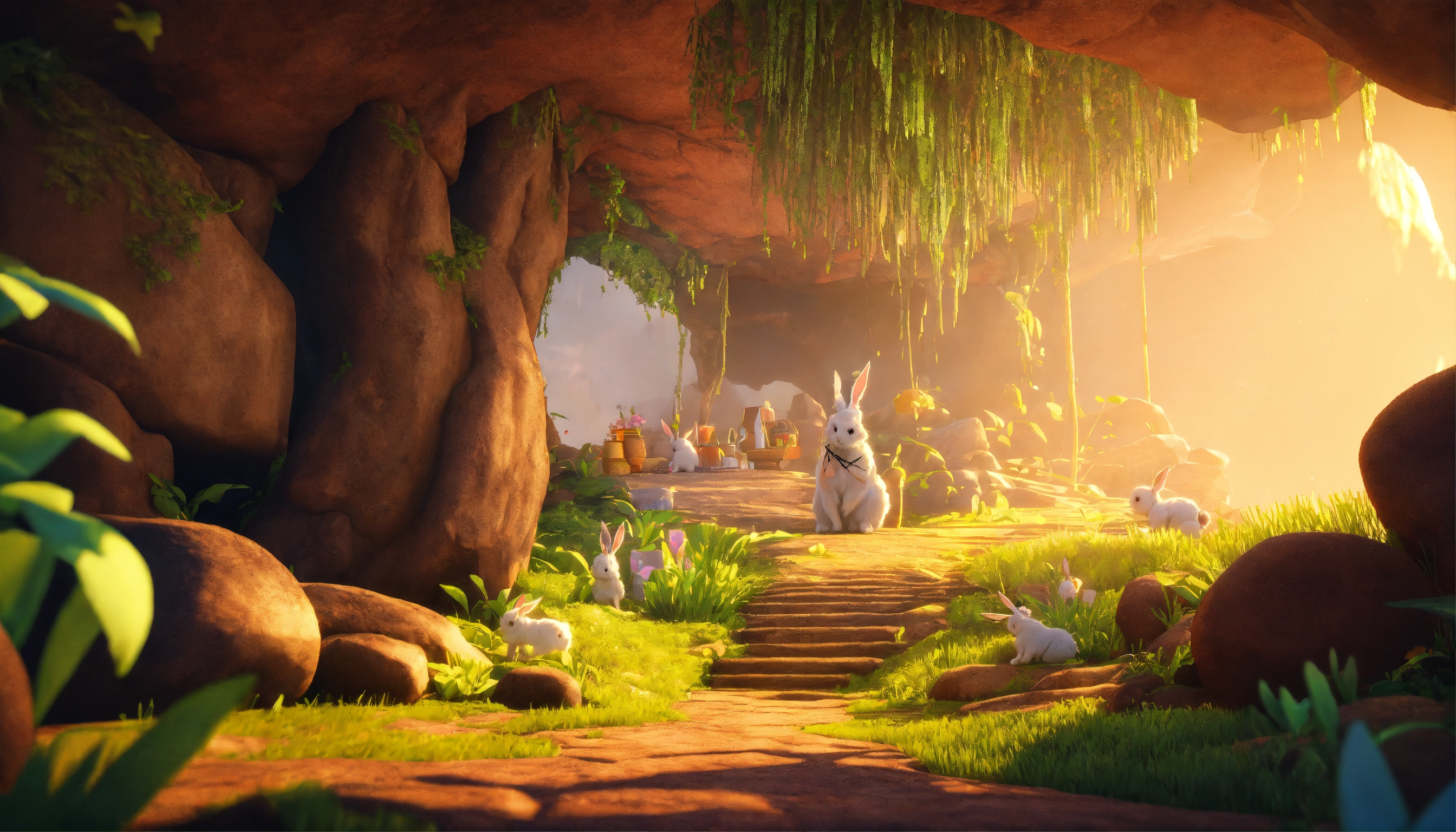 Lexica - Generate an image of a cave entrance near the banyan tree ...