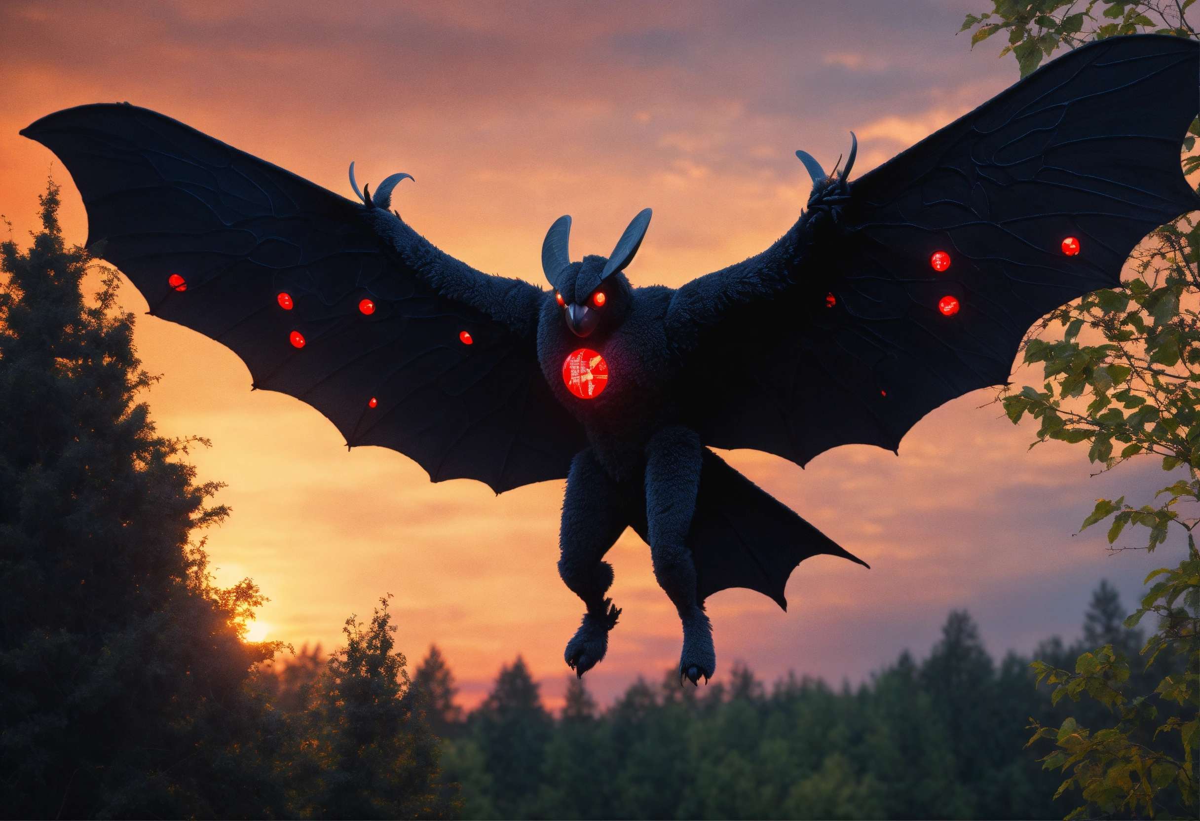 Lexica - Photorealistic humanoid mothman with black body and red ...