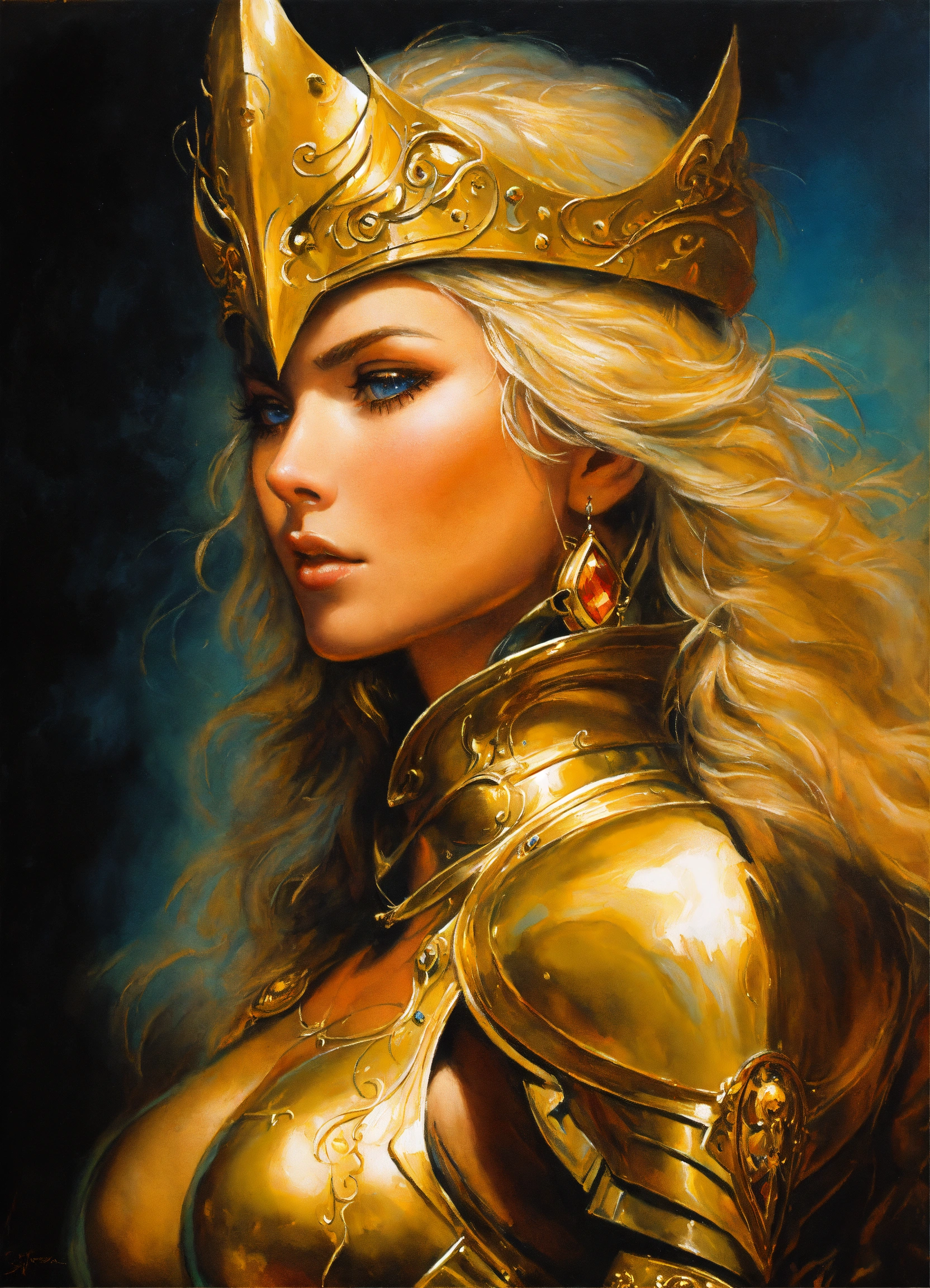 Lexica - An oil painting by Boris Vallejo of a golden paladin, gorgeous ...
