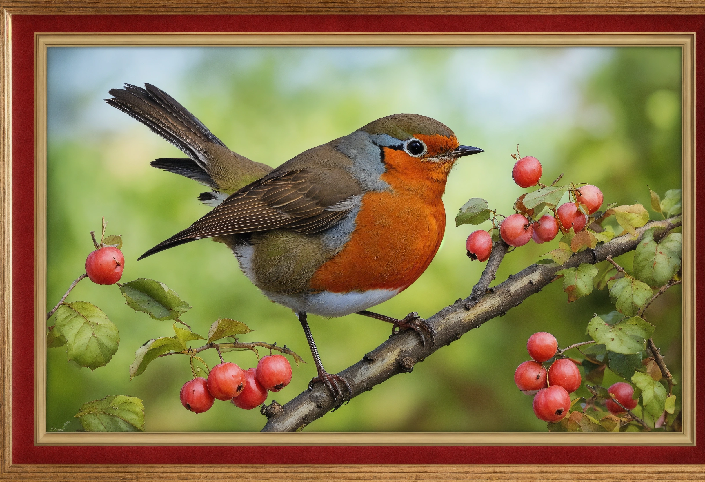 Lexica - Beautiful detailed label framed with a robin bird with red ...
