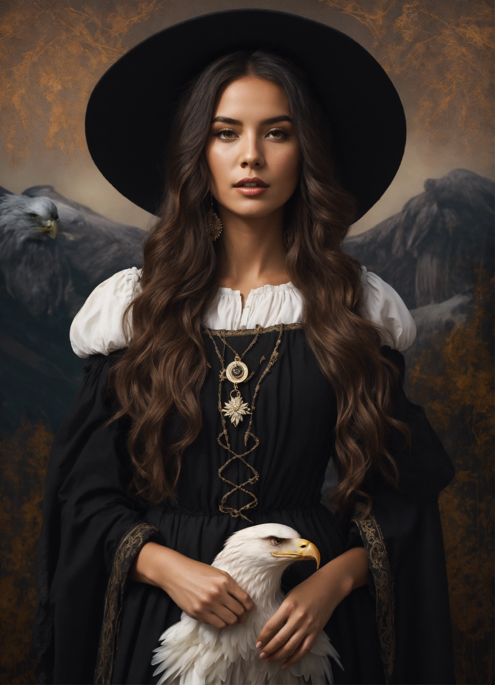 Lexica - A beautiful witch with long hair half black and half white ...