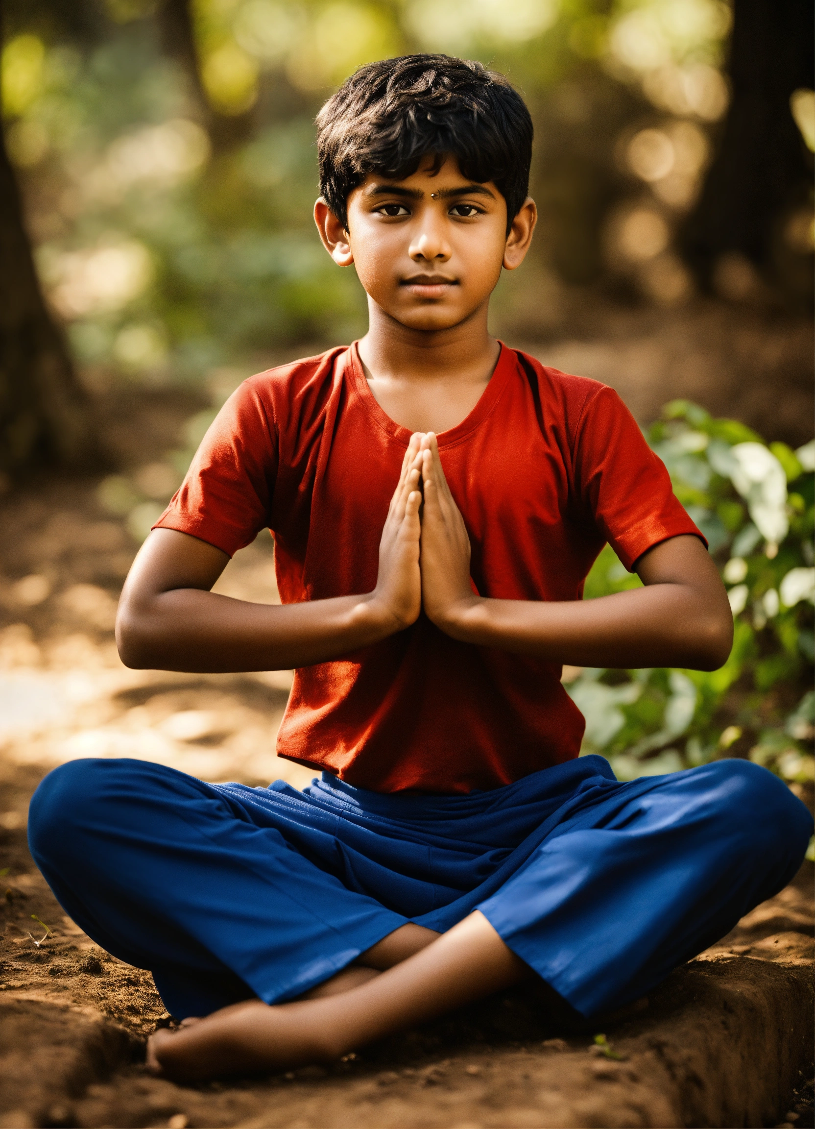 Lexica - Generate an image of Aryan an Indian young boy practicing yoga ...
