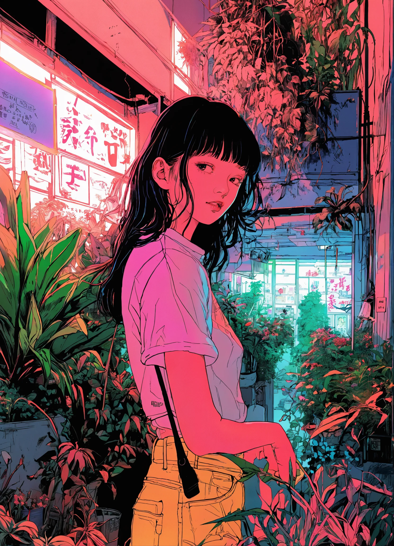 Lexica - Neon signs, Akira style, detailed line art, fine details, full ...