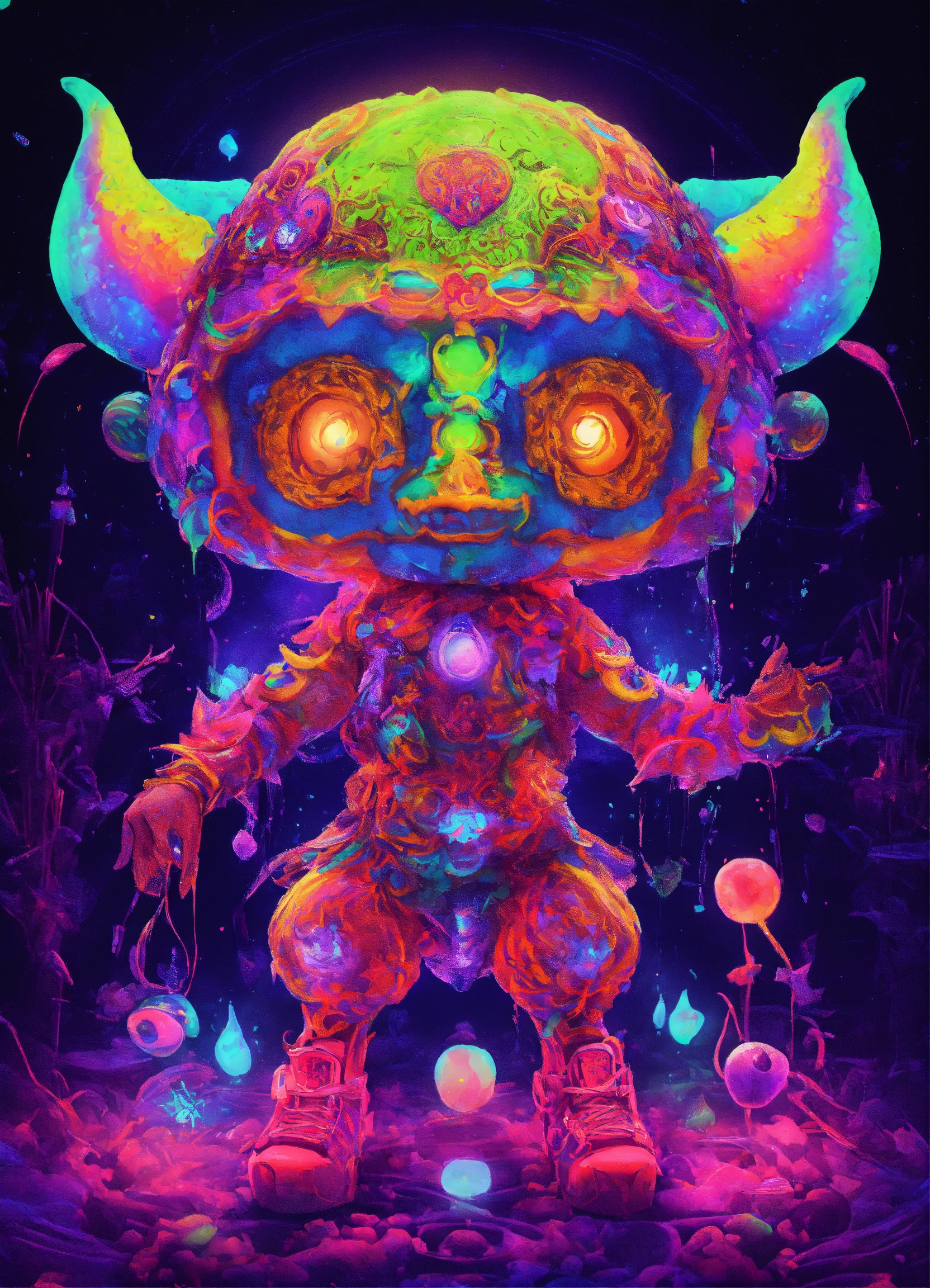Lexica - Full body Kawaii Bahpomet in Fluorescent Psilocybin demon ...