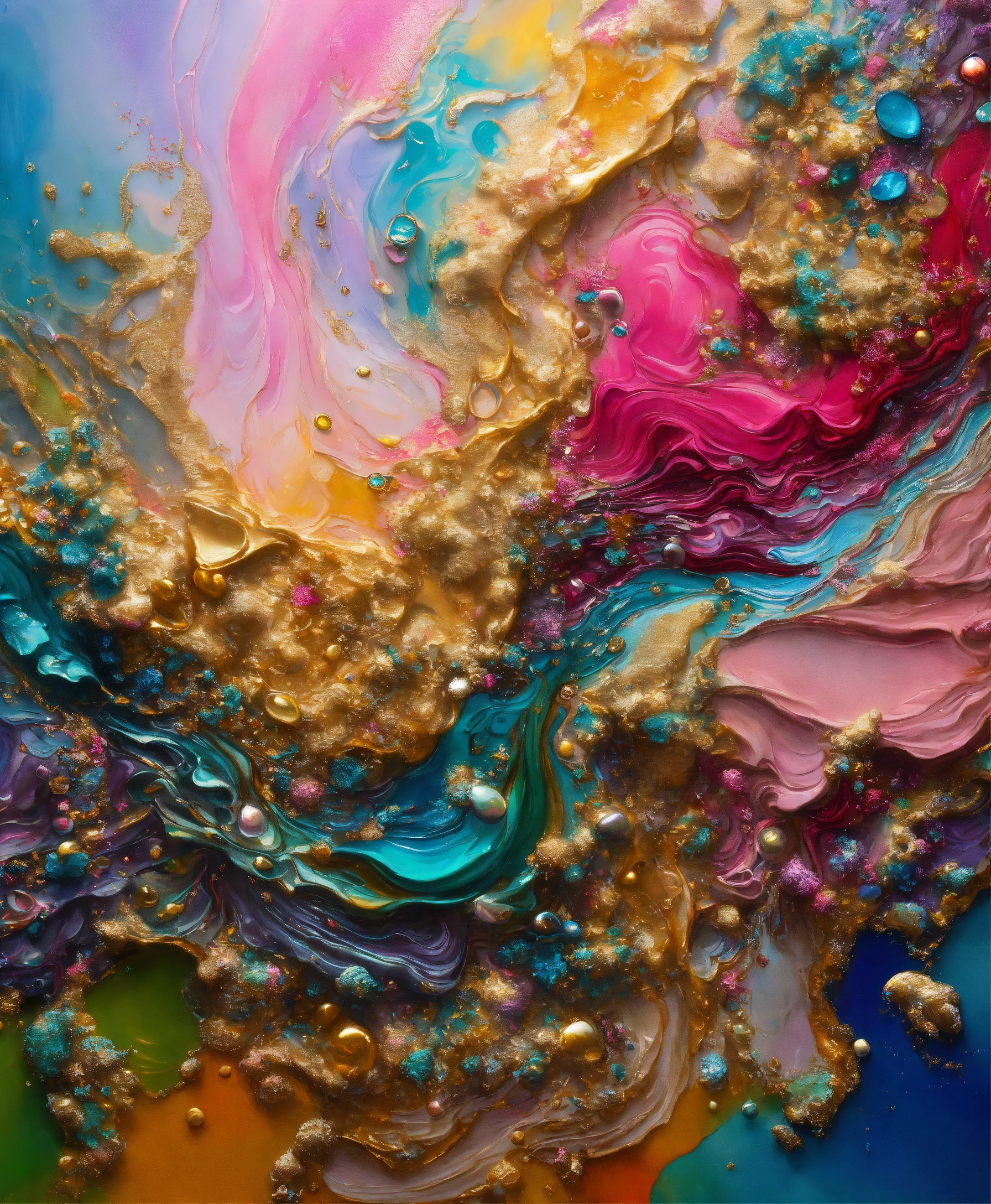 Lexica - Colorful abstract painting oil and water complex complicated ...
