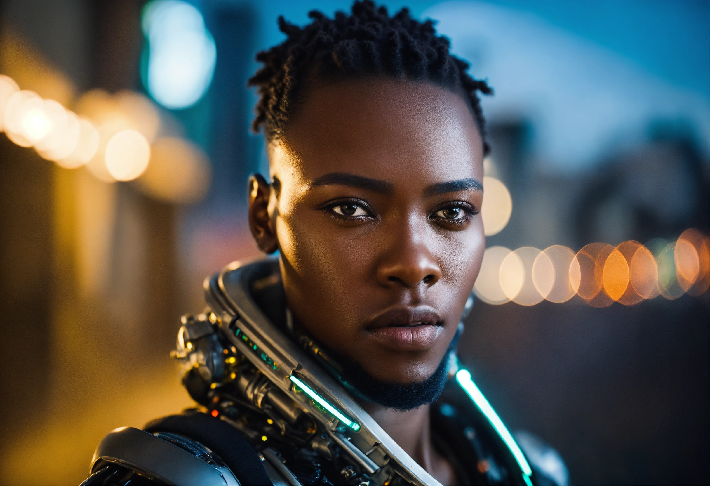 Lexica - Close up portrait Photography, of a african cyborg, an ...