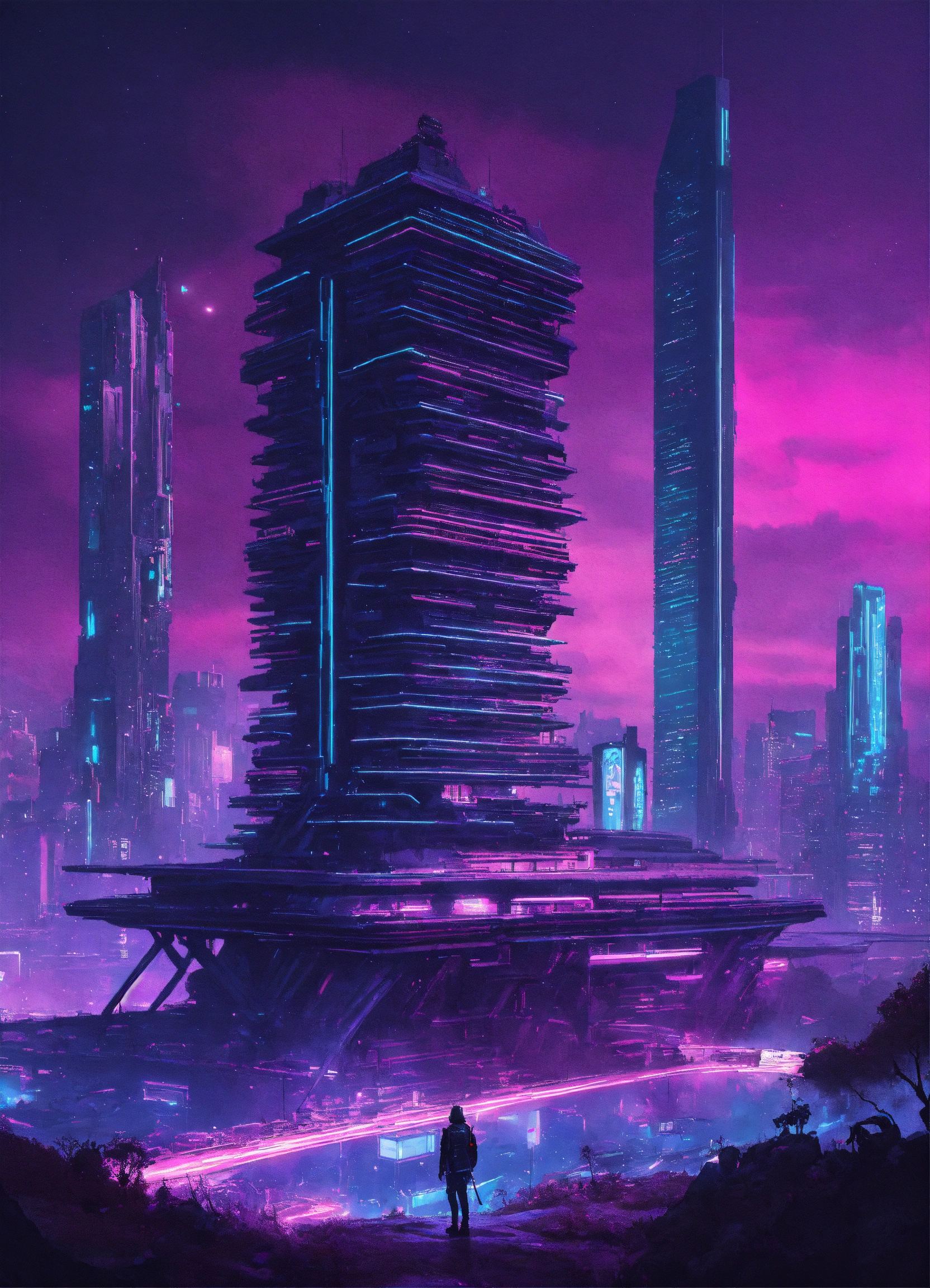 Lexica - Futuristic city architecture neon beeple fractal cyberpunk ...