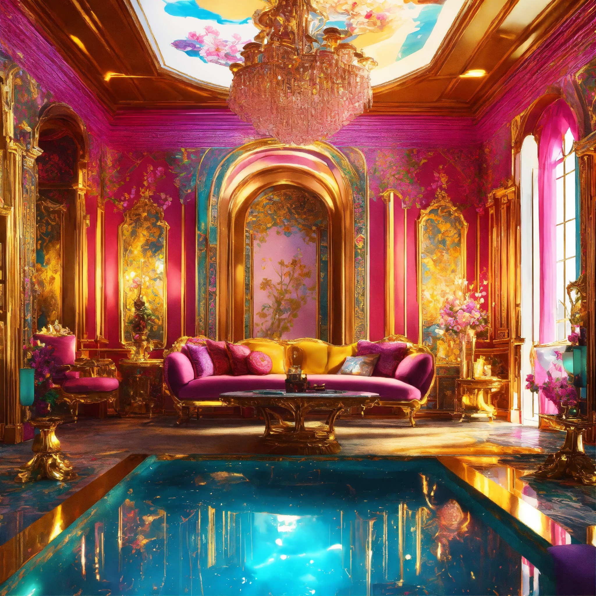 Lexica - Futuristic beautiful French mansion interior living room ...